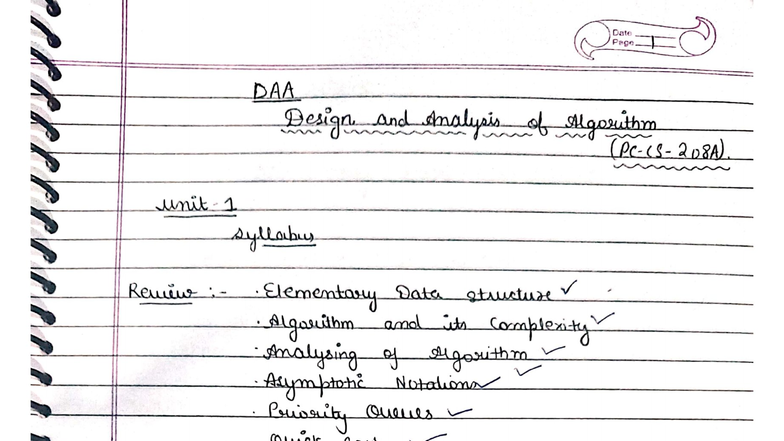 DAA 208A Unit 1 Syllabus: Design & Analysis of Algorithms Overview ...