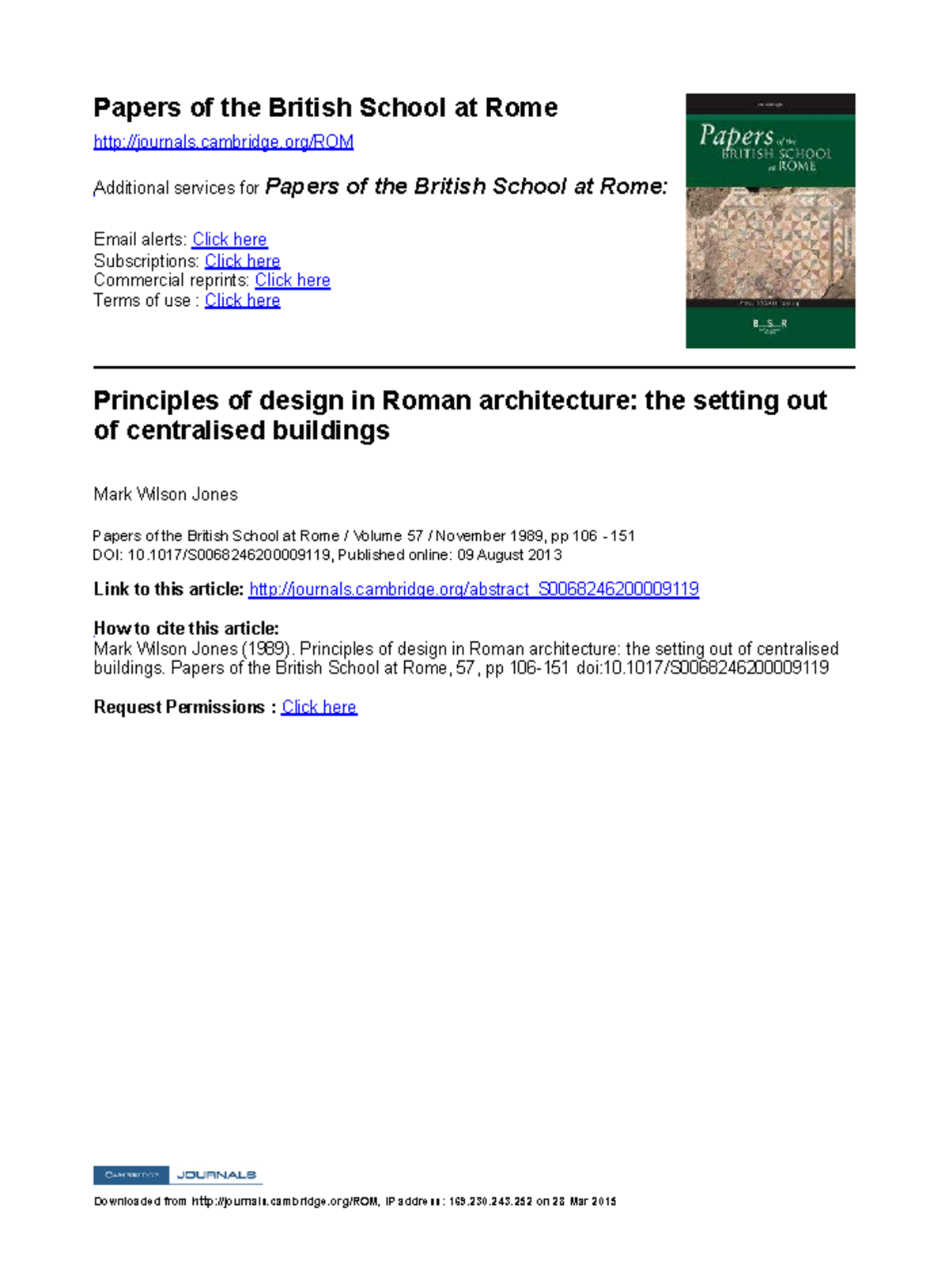 Principles of Design in Roman Architecture: Centralised Buildings ...