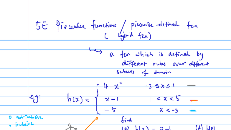 5E+5G - Piecewise Functions Study Notes and Graphs - Studocu