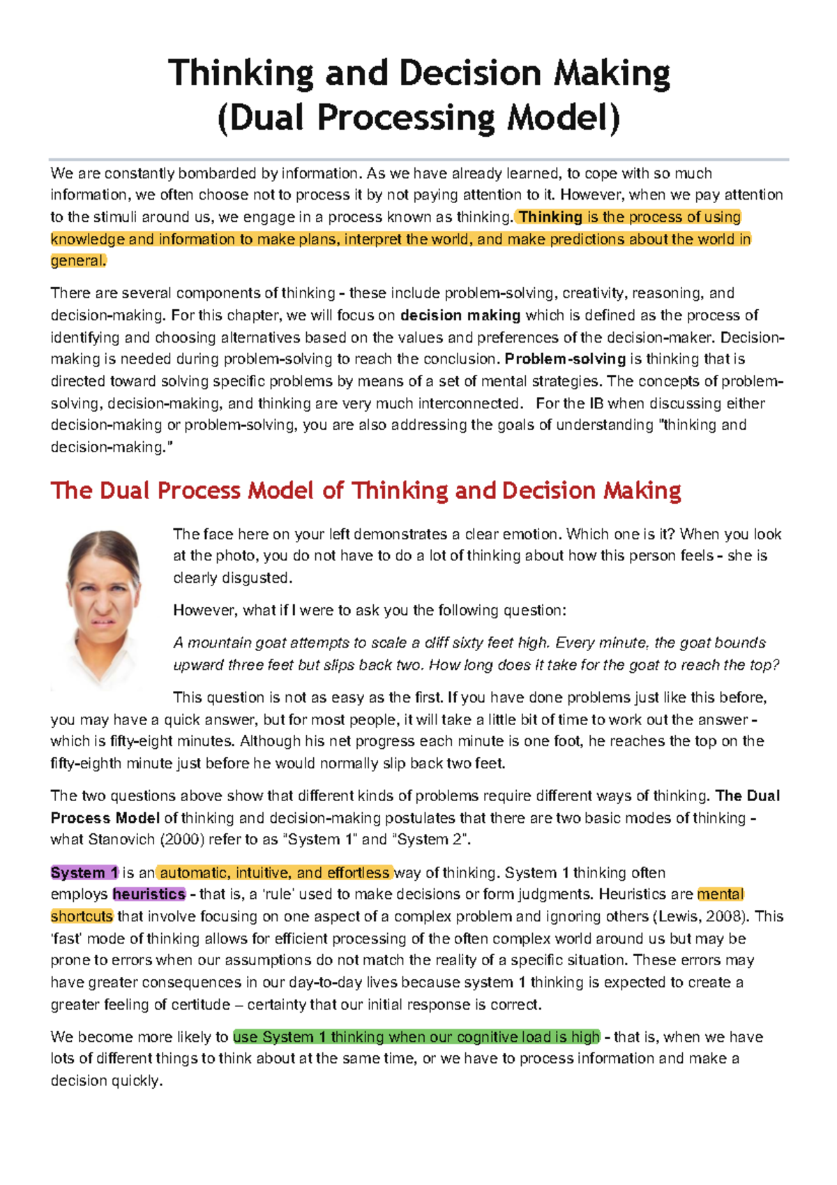 Thinking and Decision Making: Understanding the Dual Processing Model ...