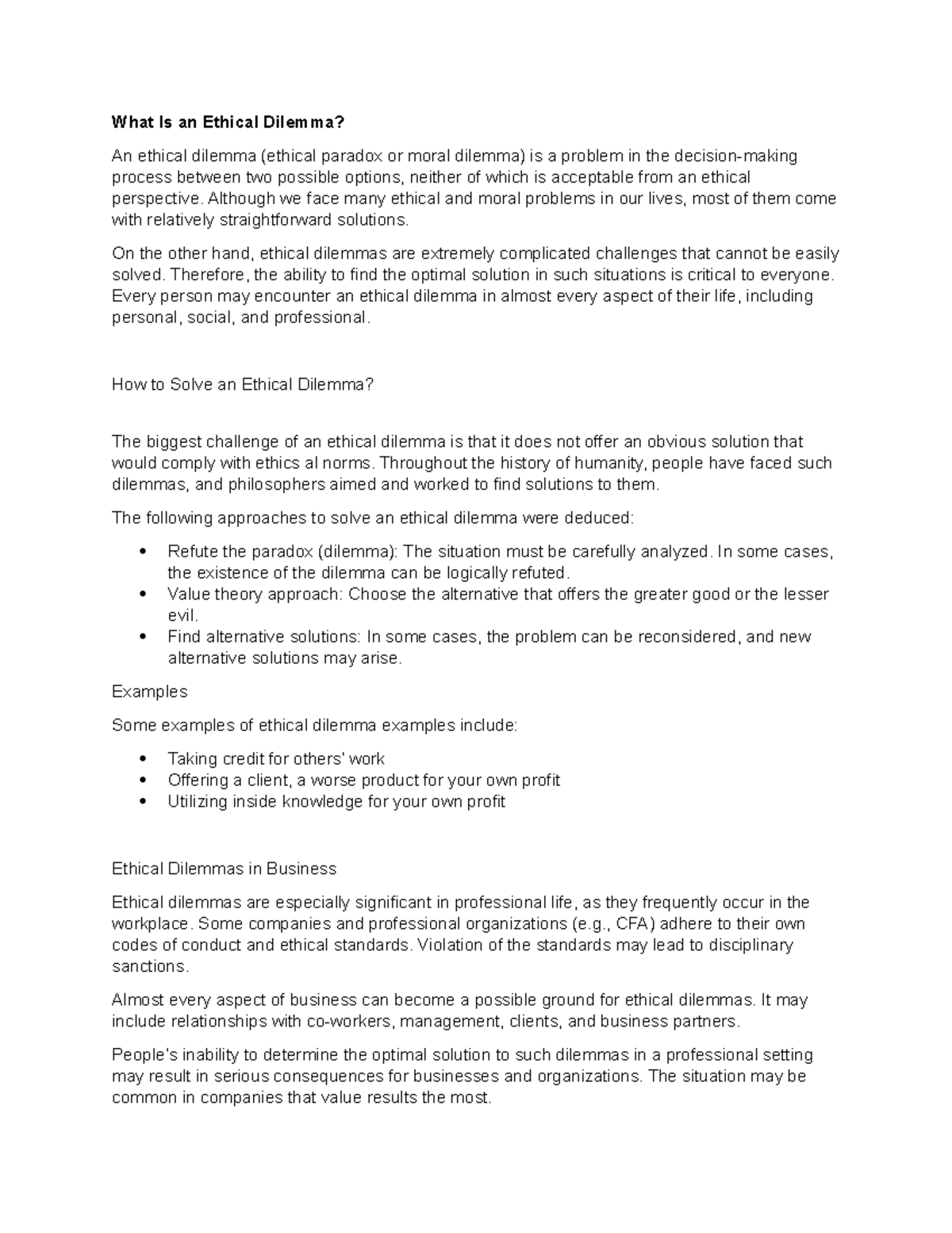 Ethical Dilemma Definition How To Solve And Examples Framework For