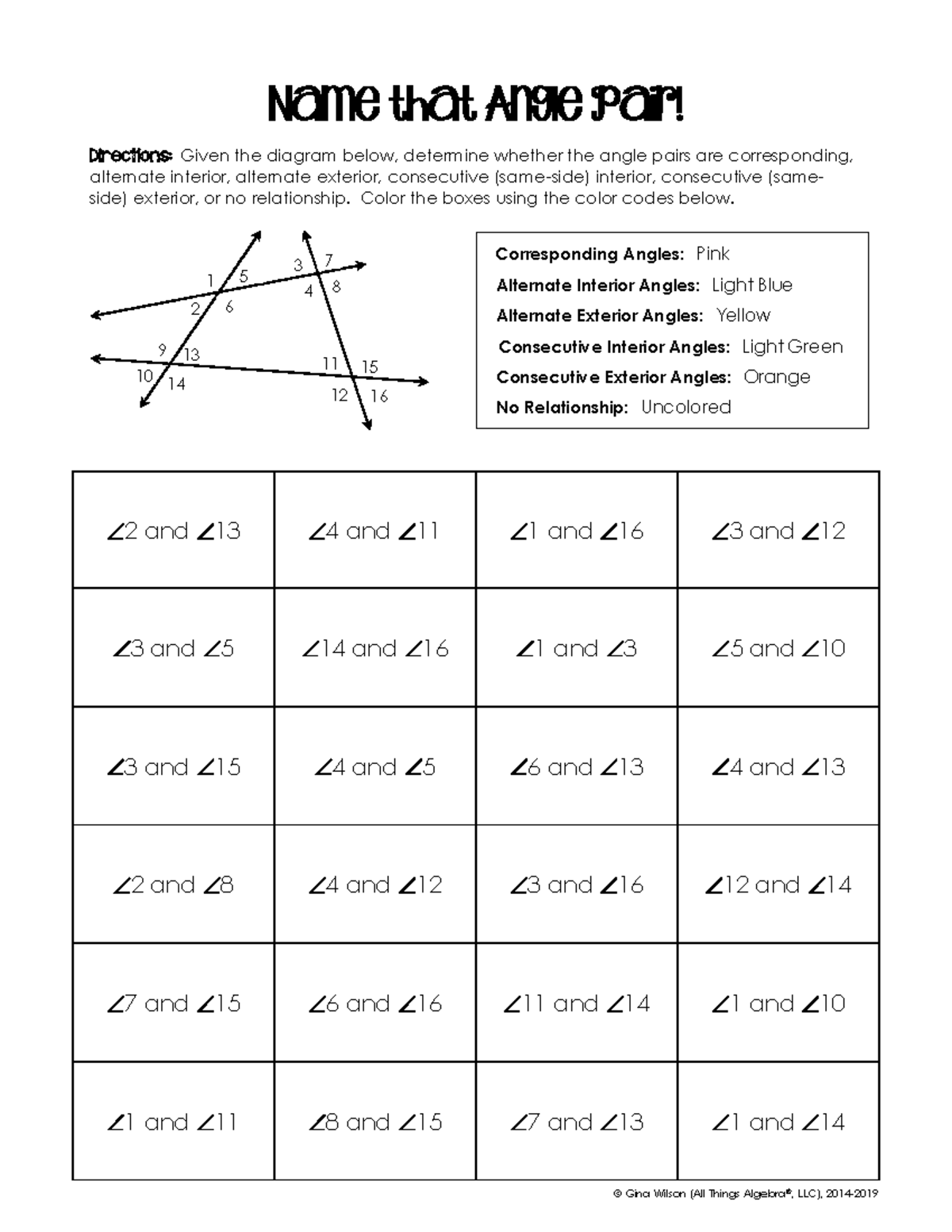 Unit 3: Angle Pair Relationships - Name That Angle Pair! - Studocu
