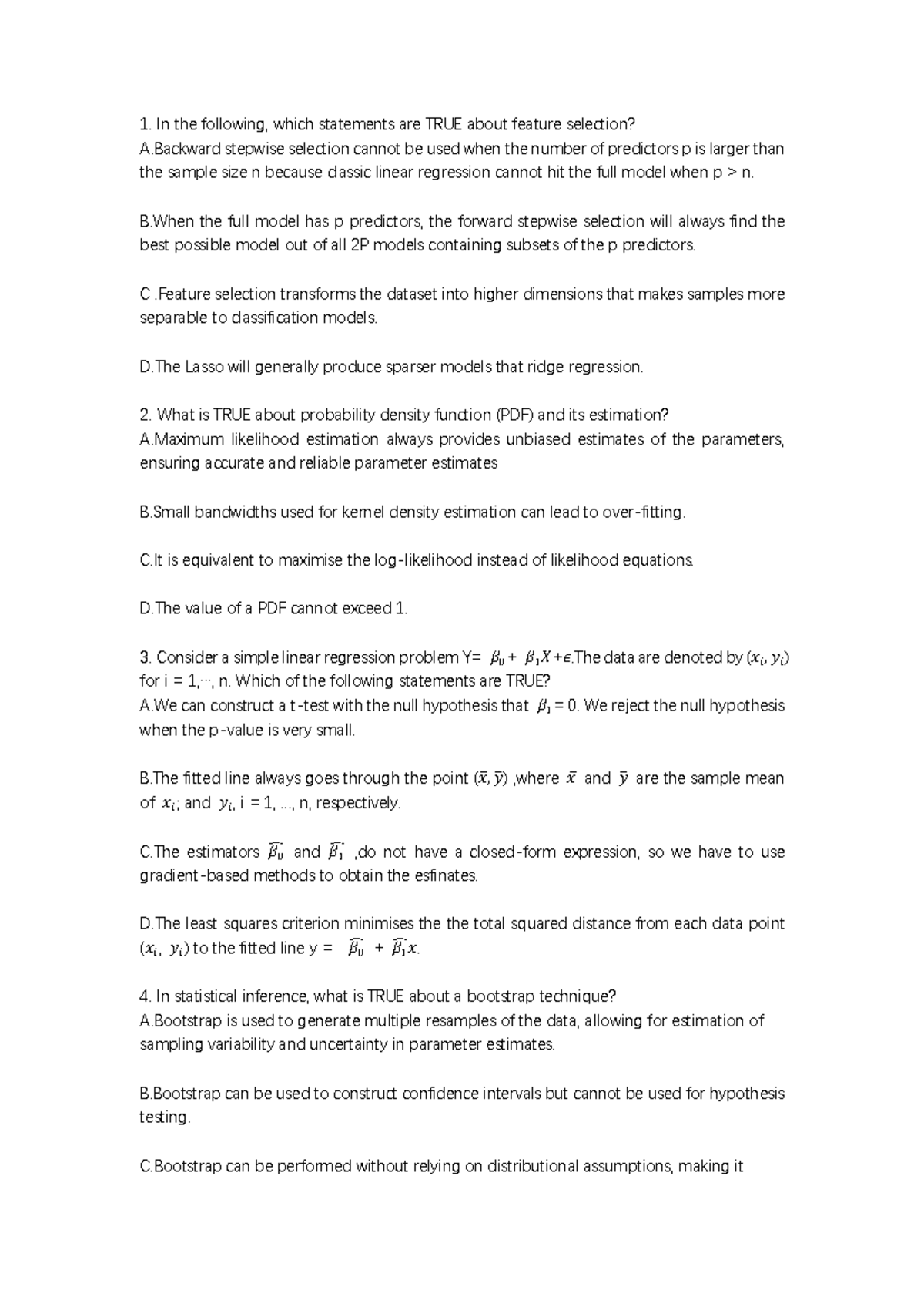 5003 23s - Final Exam on Feature Selection and Statistical Methods ...