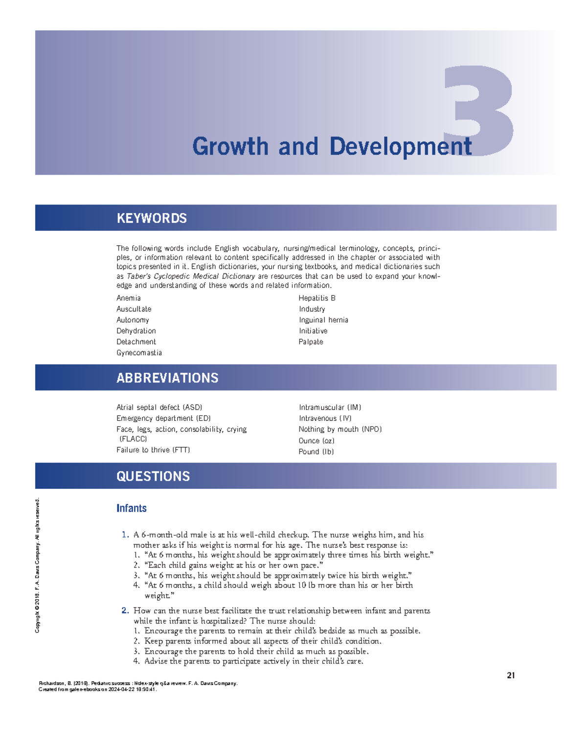 Chapter 3 Growth and Development - 21 Growth and Development 3 KEYWORDS The following words ...
