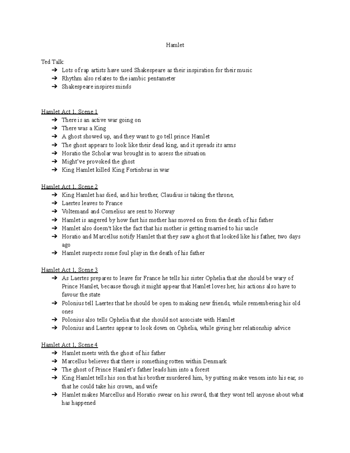 Hamlet Study Notes: Key Themes & Character Interactions - Studocu