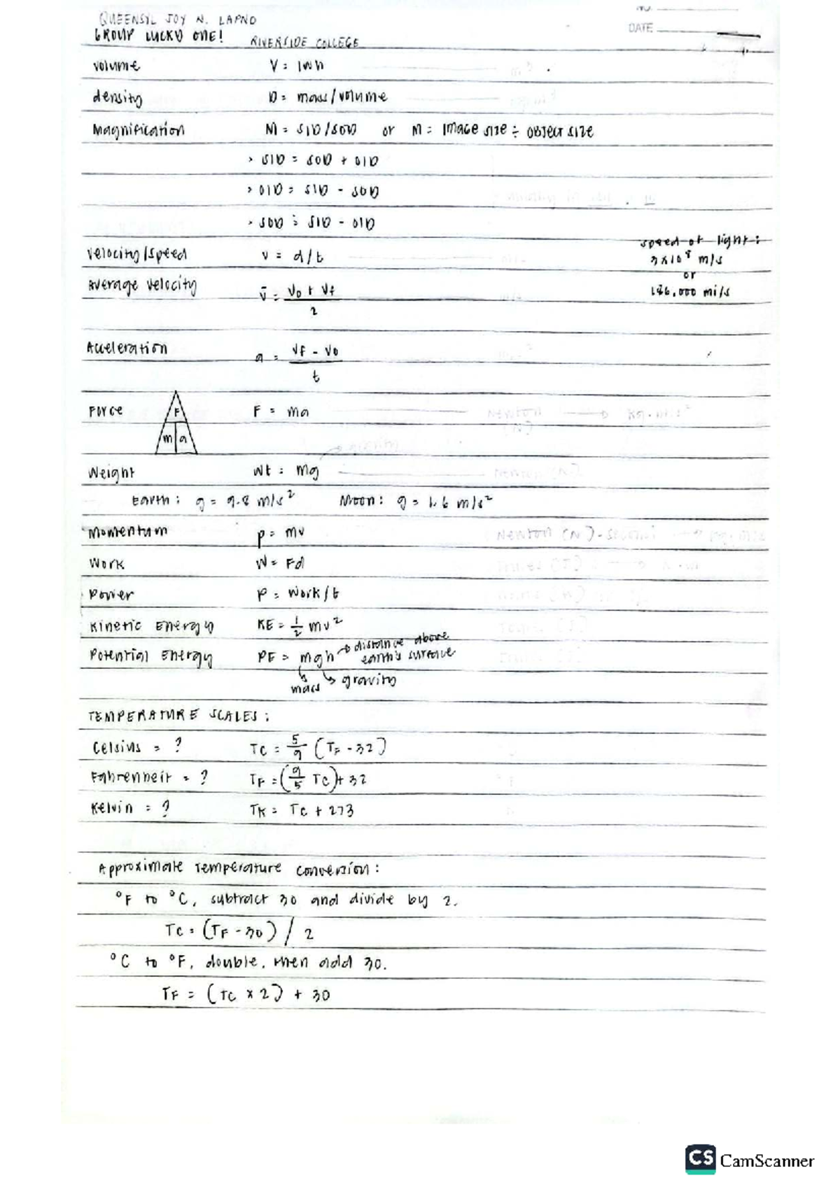 Radphysics - Solving Problems in Density, Energy, and Laws - Studocu