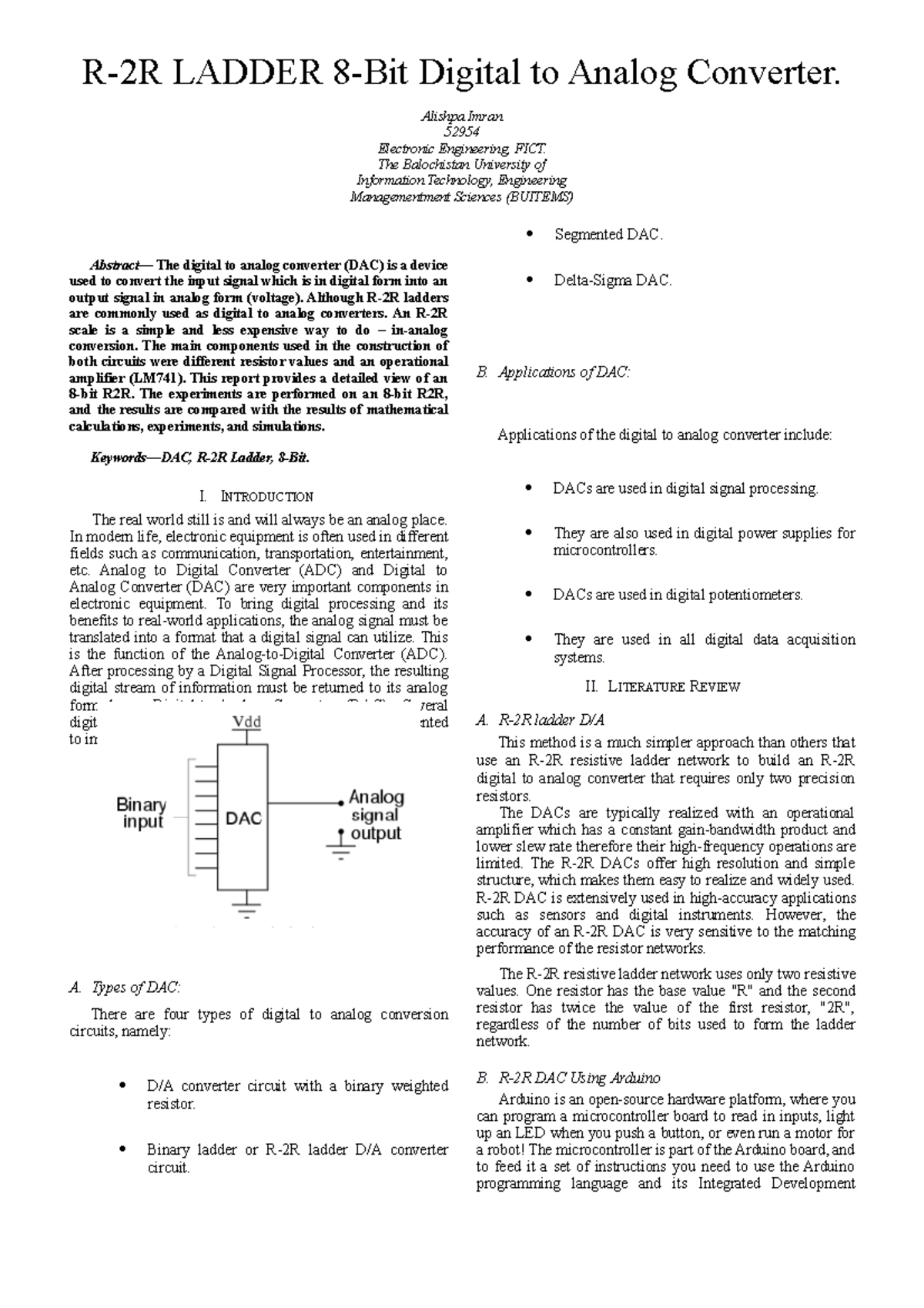 8-Bit R-2R DAC Design and Analysis for EE 52954 Course - Studocu
