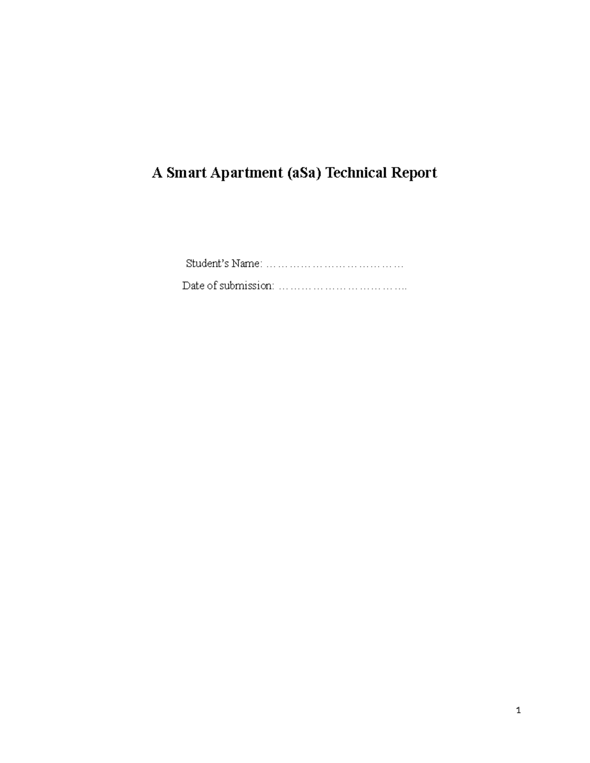 MCD1160 - Smart Apartment Technical Report and System Analysis - Studocu