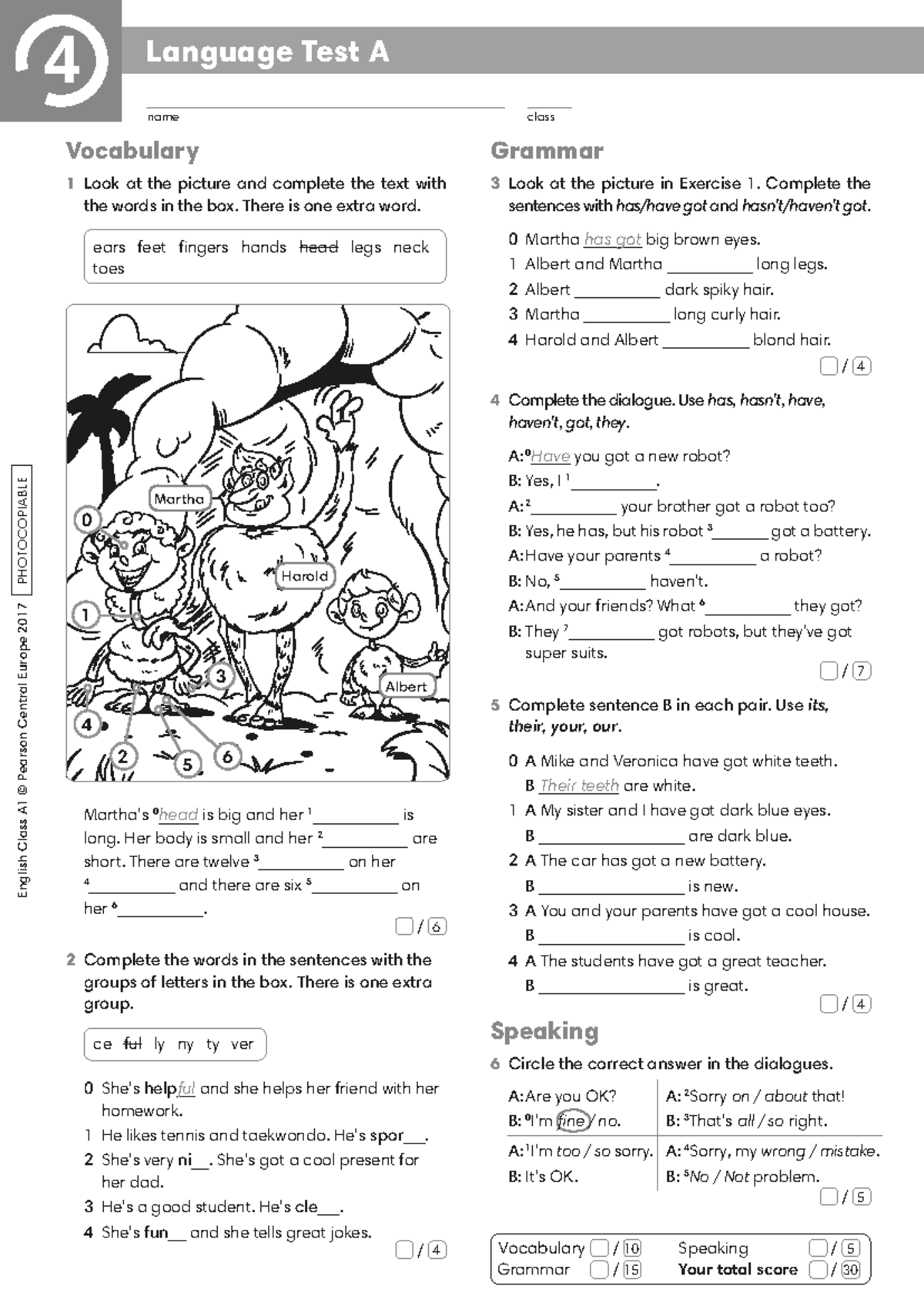 ECA1 Vocabulary & Grammar Test 4A: Language Skills Assessment - Studocu