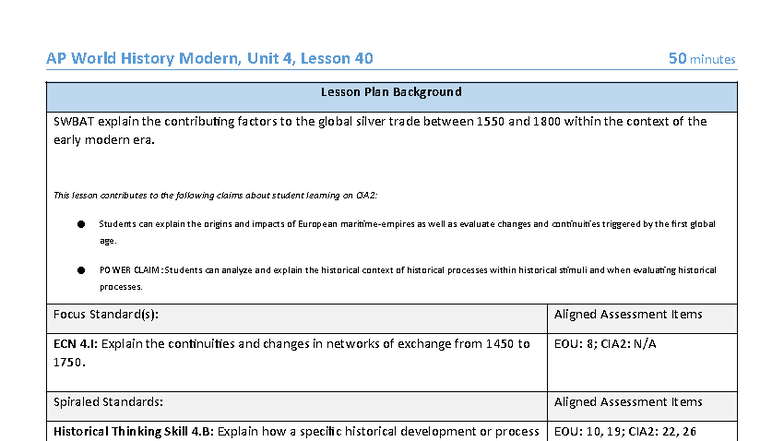 AP World History Modern: Unit 4, Lesson 40 - Global Silver Trade ...