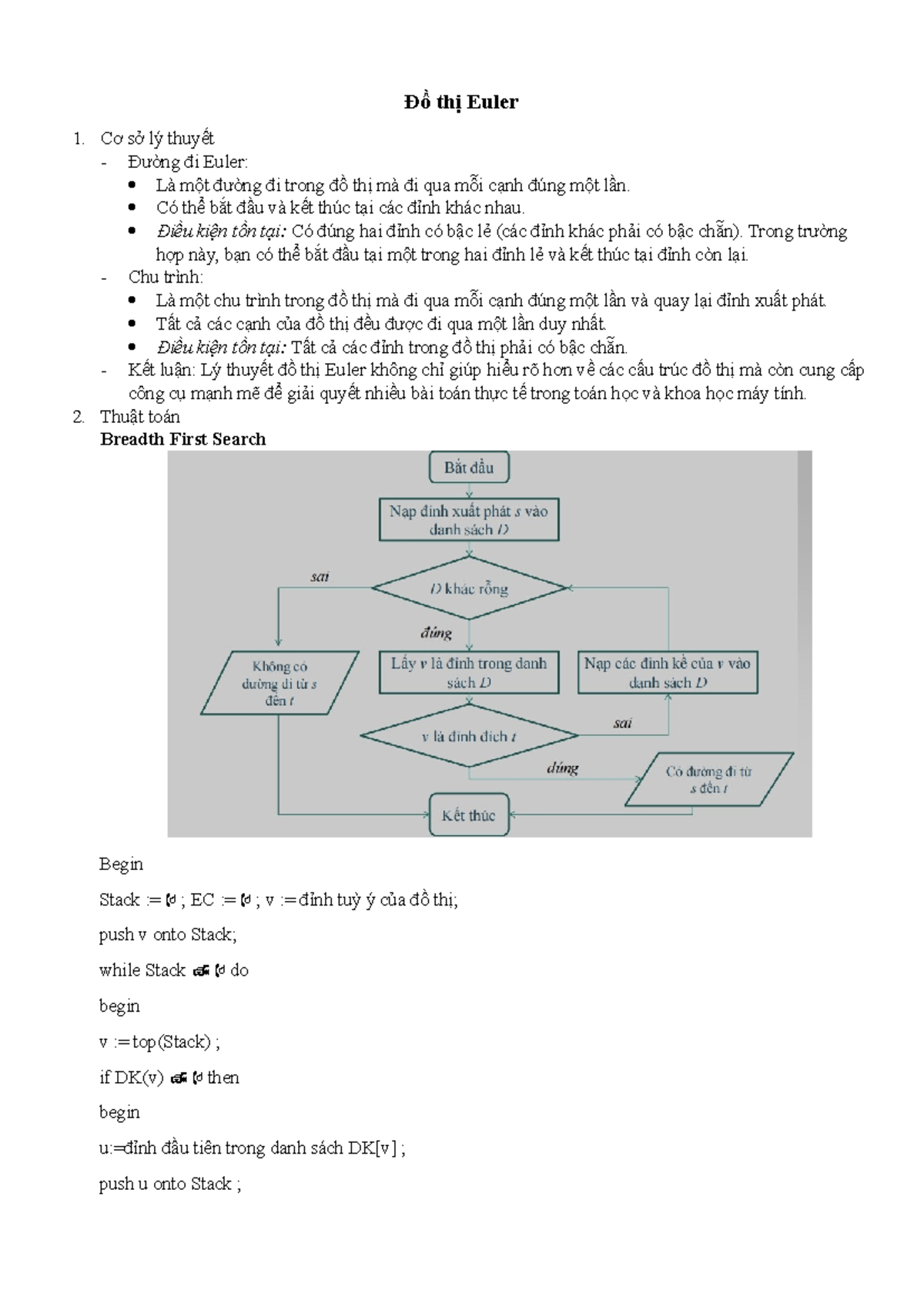 Đồ thị Euler và Hamilton: Lý thuyết và Thuật toán (MATH101) - Studocu