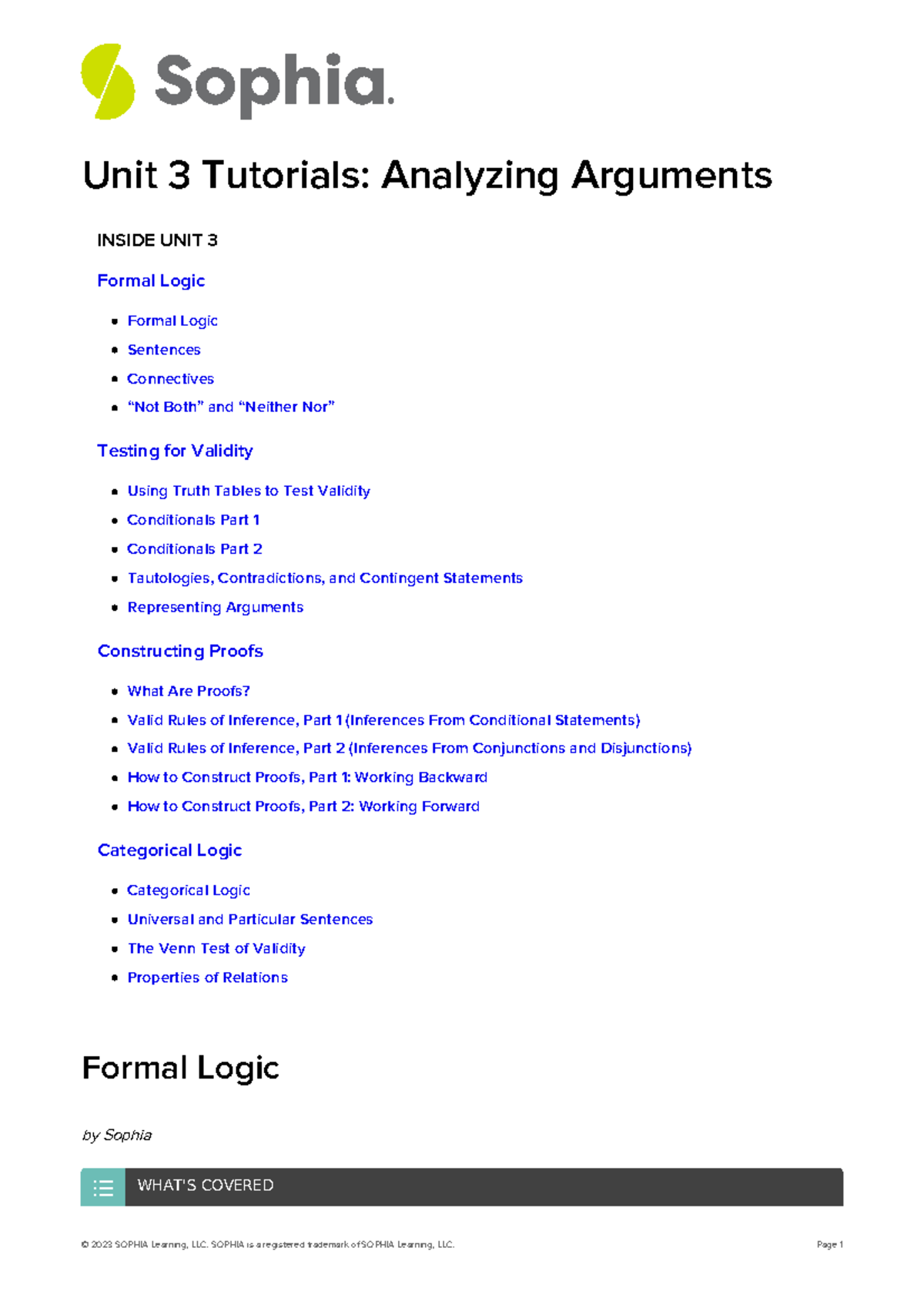 Unit 3 Tutorials Analyzing Arguments Unit 3 Tutorials Analyzing
