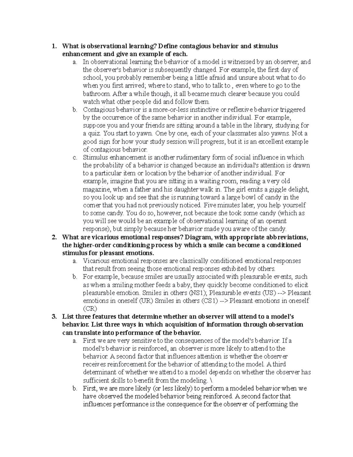 Ch 11 study questions - What is observational learning? Define ...