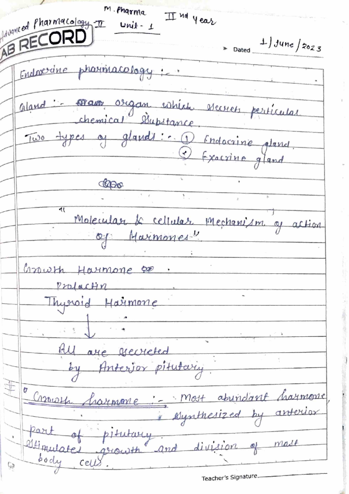 Advanced Pharmacology II: Unit 1 Overview (M Pharm) - Studocu