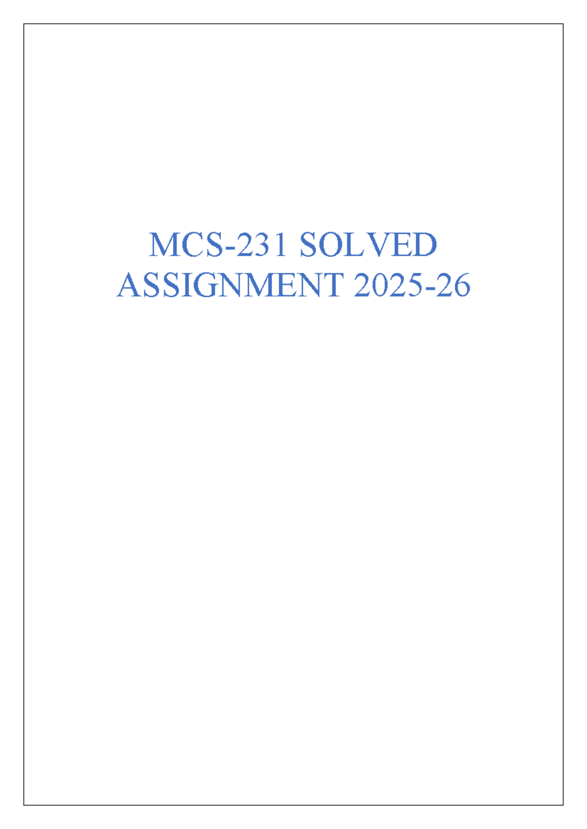 MCS-231 2025-26 EM - Solved Assignment on Client Architectures and ...