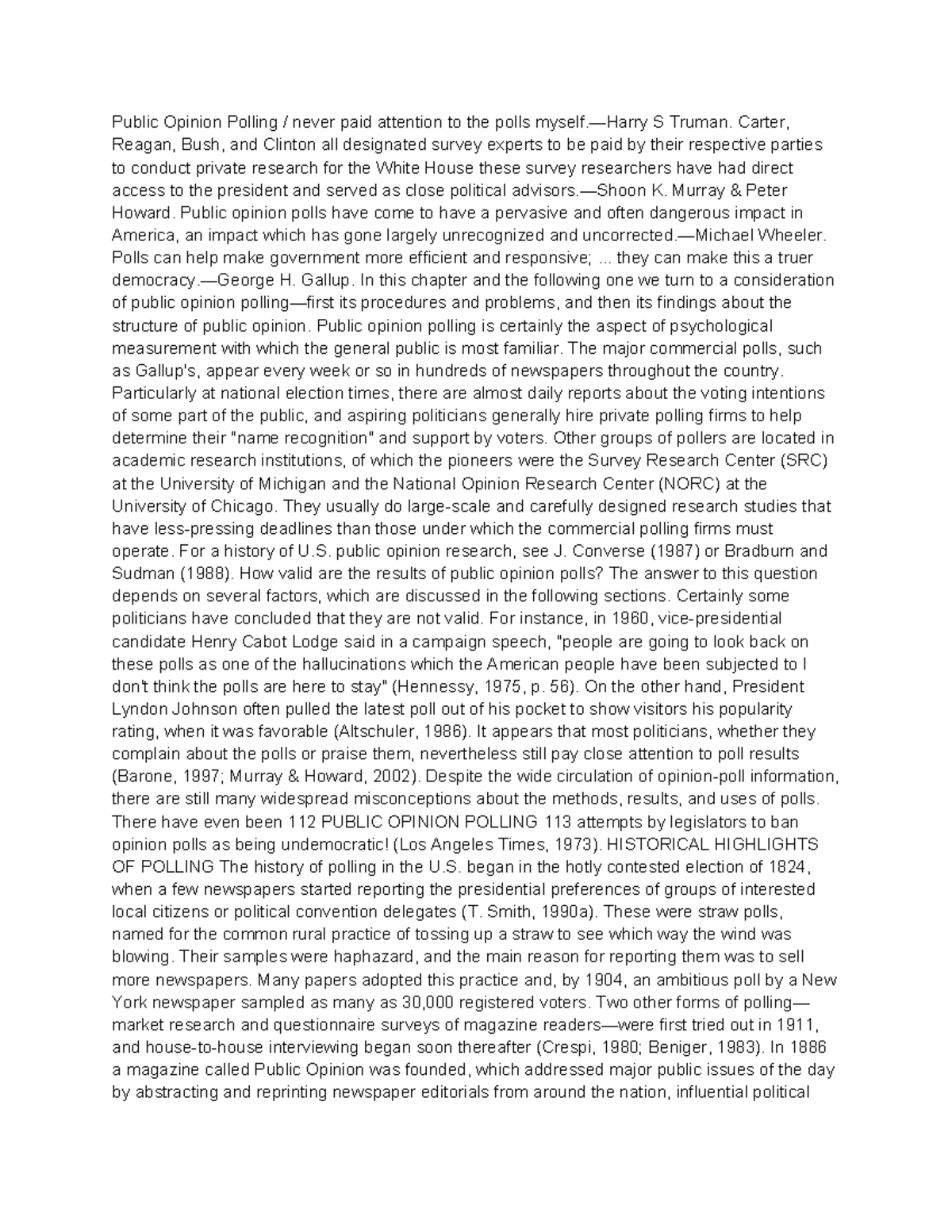 Public Opinion Polling Procedures and Their Impact on Democracy (PSY ...