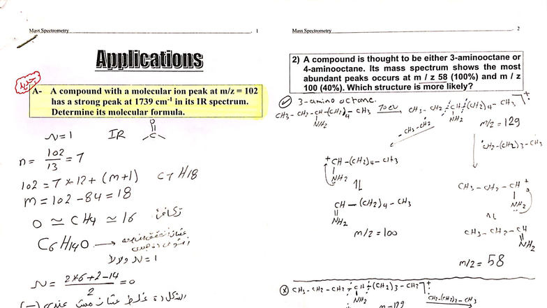 Mass Spectrometry Problems (CHEM 101): Structure Proposals and Analysis ...