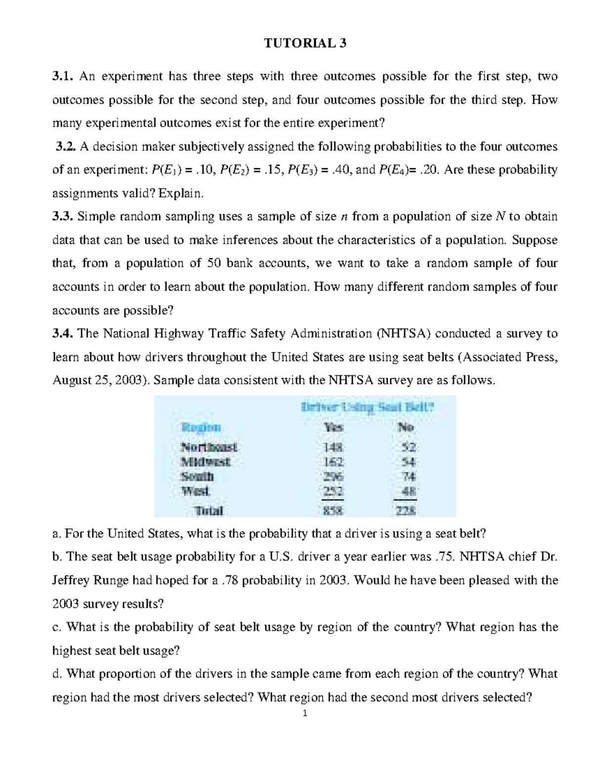 2025-Tutorial 3 - no thank yoou - TUTORIAL 3 3 .1. An experiment has ...