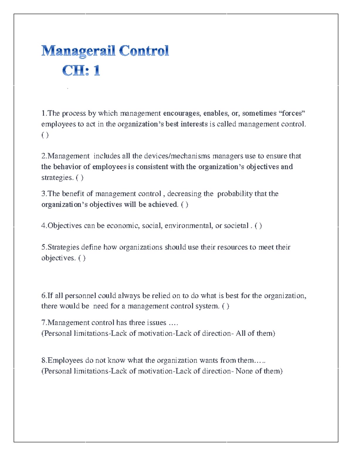 Sec 1 - kmkl - 1 process by which management encourages, enables, or ...