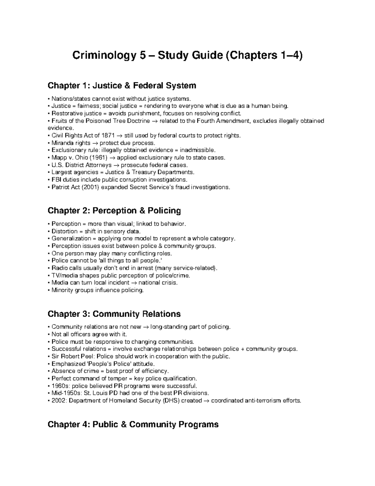 Criminology 5 Study Guide: Key Concepts from Chapters 1-4 - Studocu
