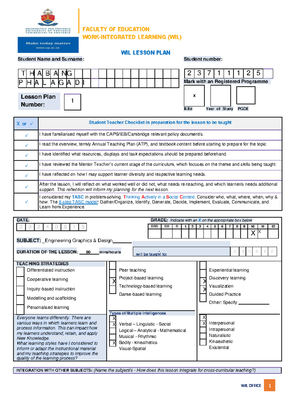 WIL Lesson Plan for Engineering Graphics & Design (EGD) - Loci ...