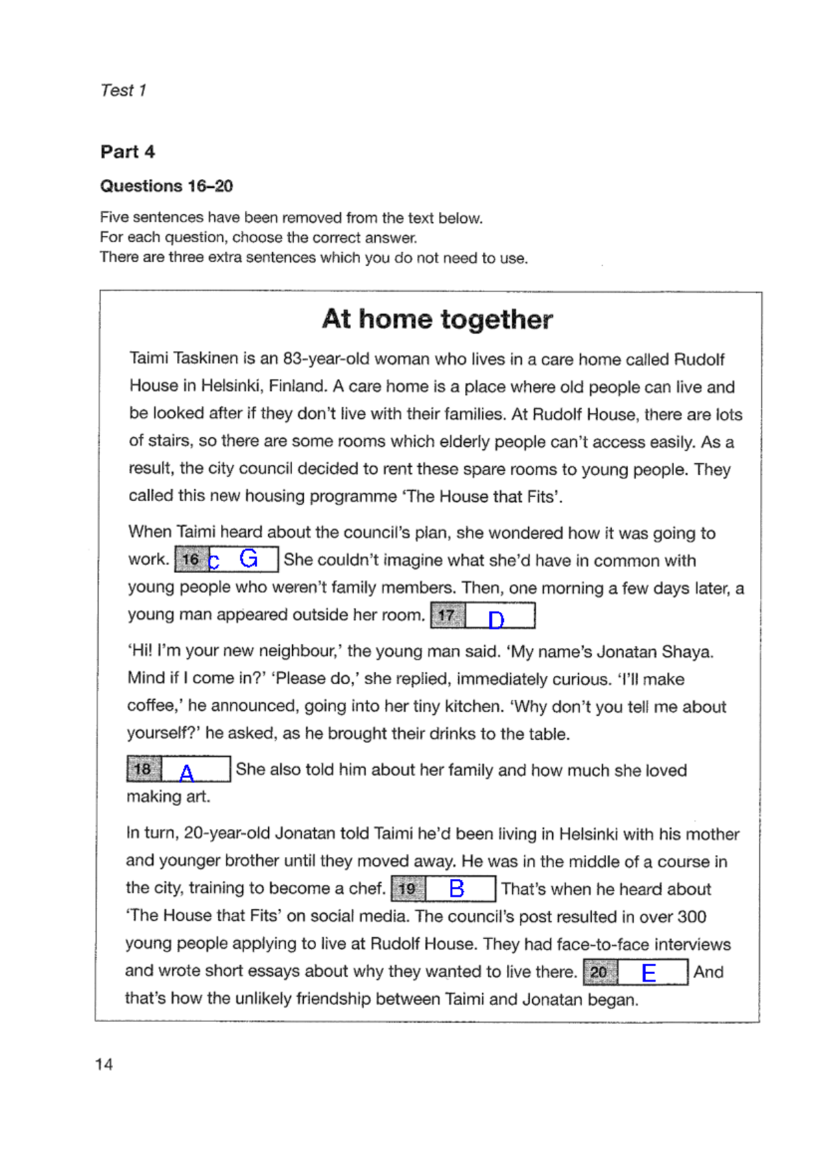 Reading 1 - Test 1 Part 4: Fill in the Blanks Exercise - Studocu
