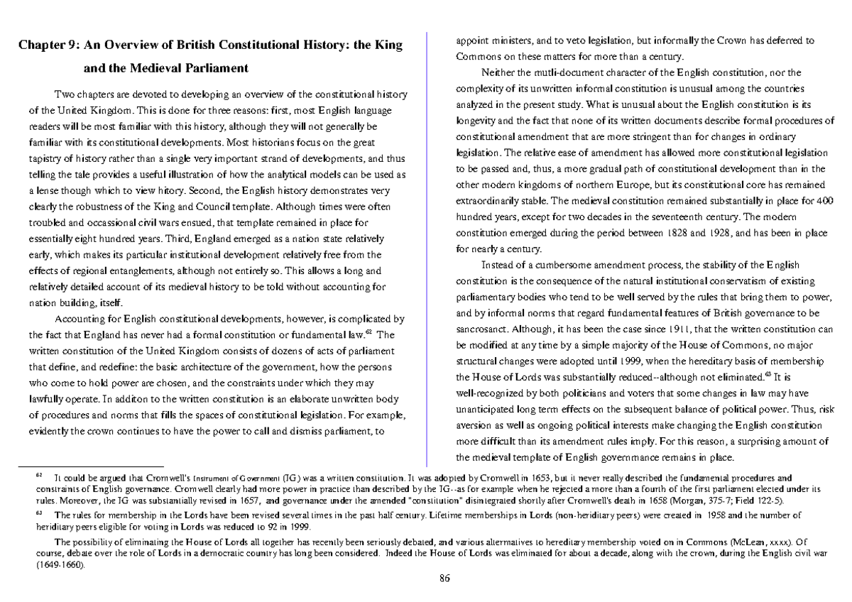 Chapter 9: An Overview of British Constitutional History (Course Code ...