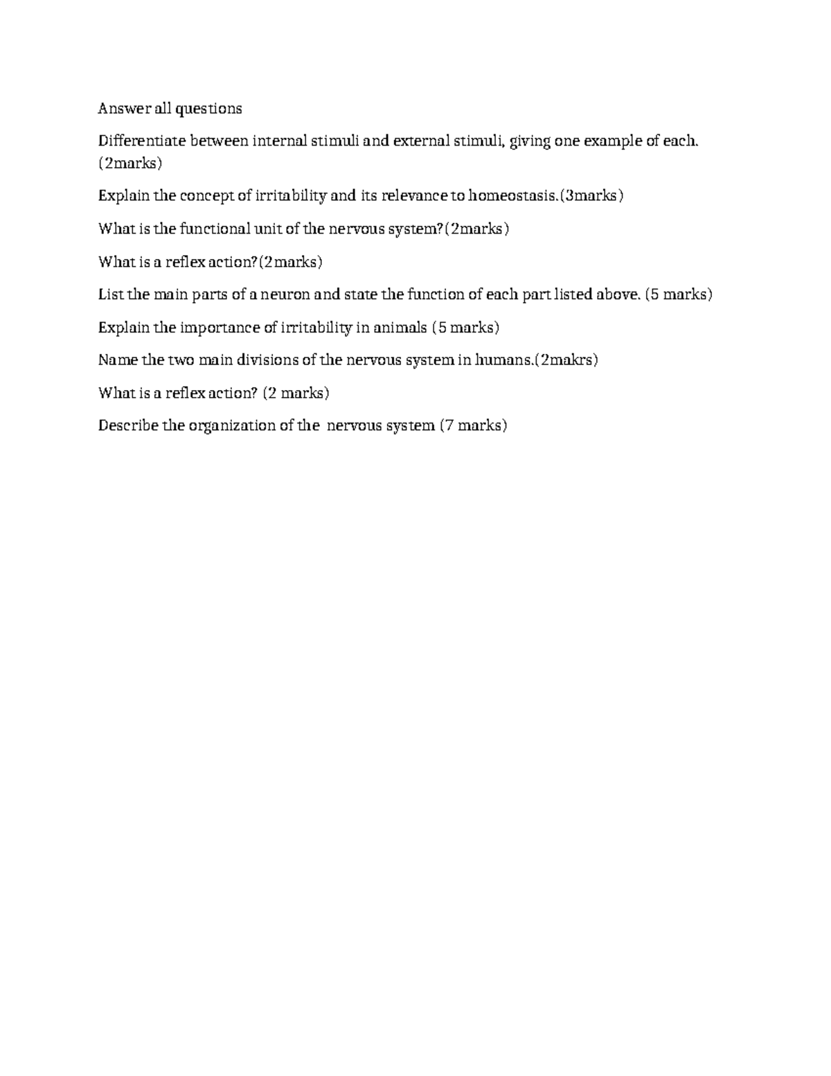 Human Anatomy AND Physiology 3 CAT - Answer all questions Differentiate ...