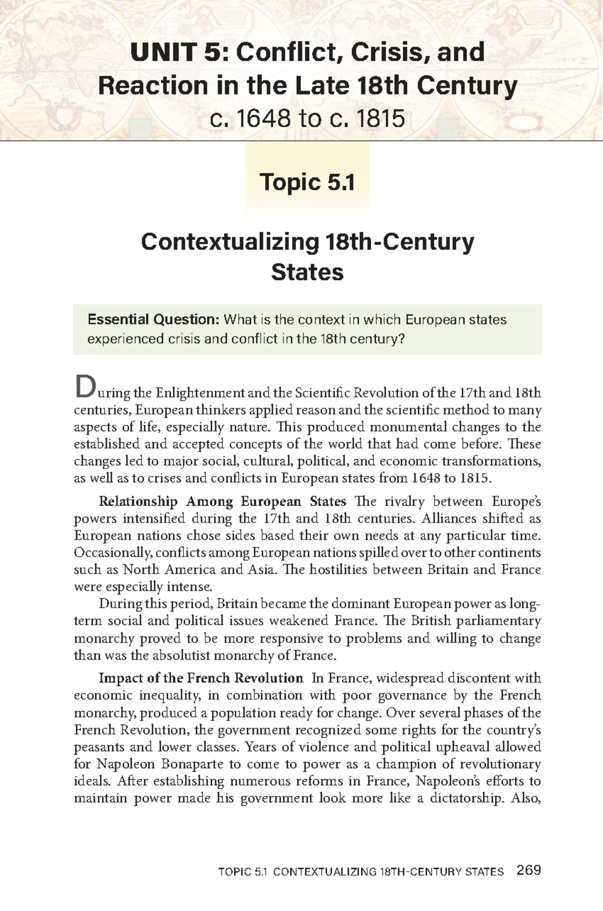 Amsco AP European History Unit 5: Crisis and Conflict in 18th Century ...