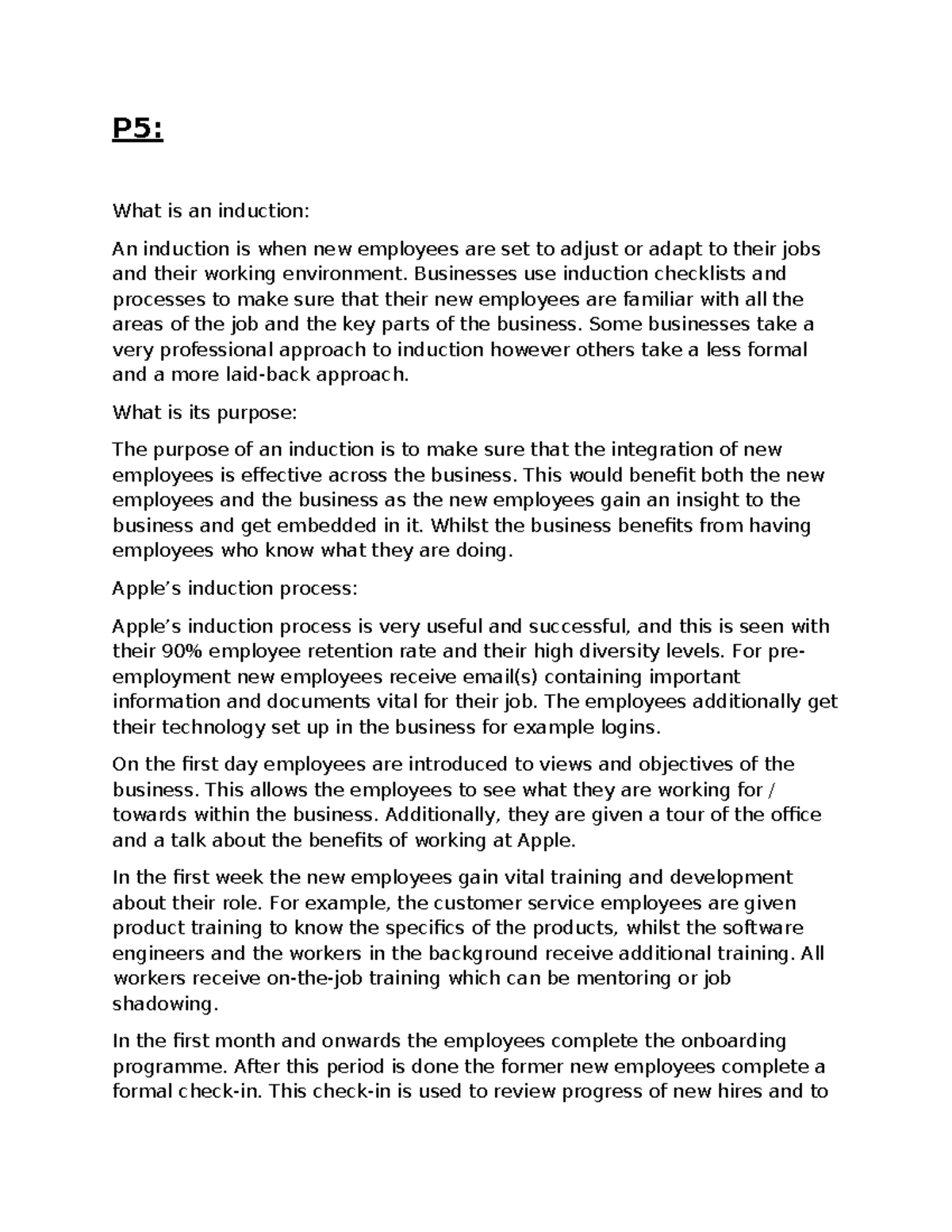 Unit 21 - Assignment 2: Analysis of Apple's Induction Process - Studocu