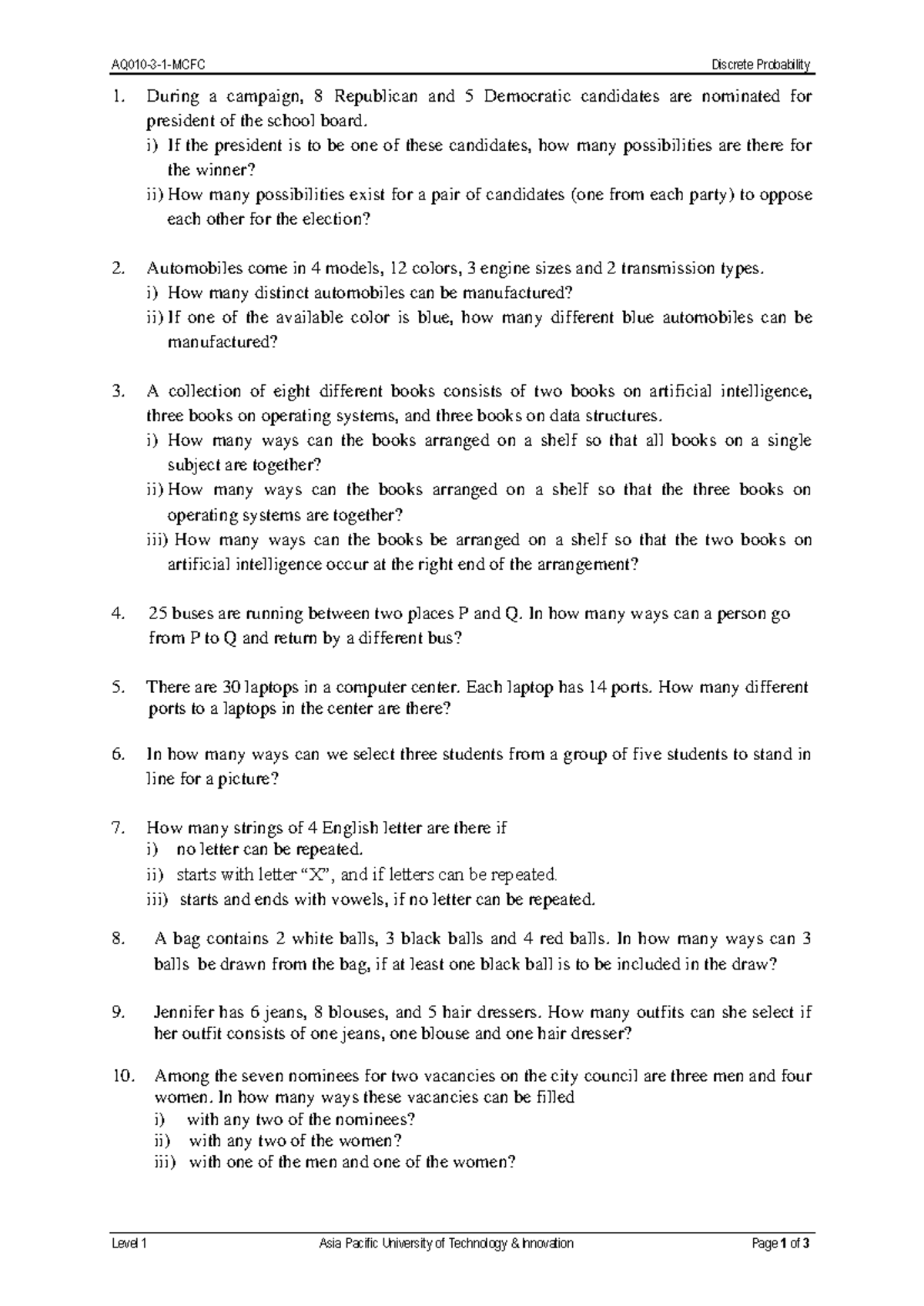 Chapter 4 - Discrete Probability (Level 1) - Studocu