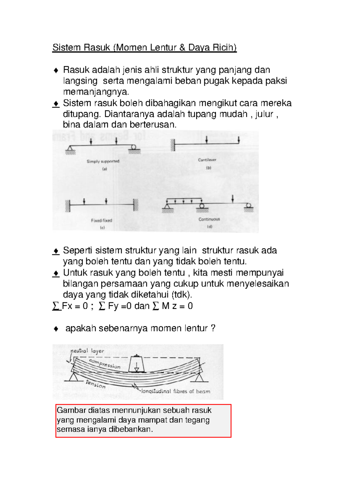 Sistem Rasuk: Momen Lentur & Daya Ricih dalam Struktur - Studocu
