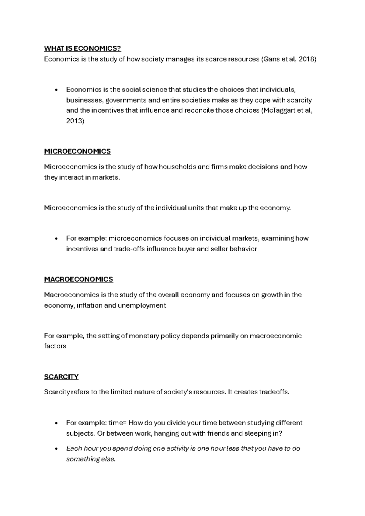 Week 1 - Introduction to Economics: Micro & Macro Concepts - Studocu