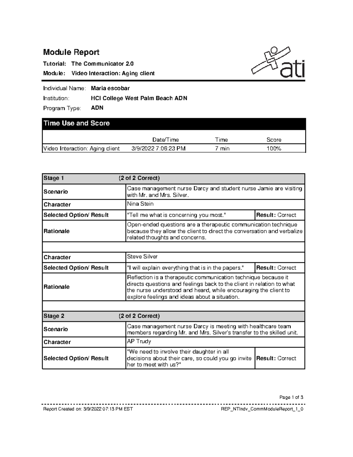 Aging client - Video Interaction: Aging client Tutorial: Module: Stage ...