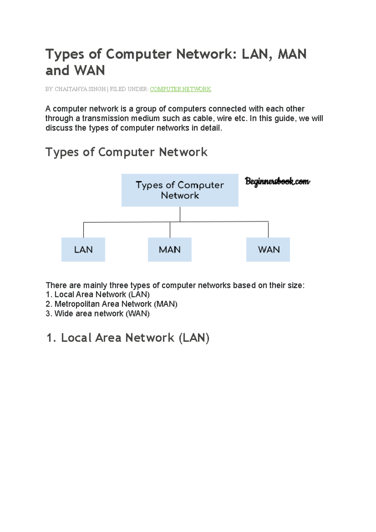 Singh 2019 Types of Computer Network - INL 120 - UP - Studocu