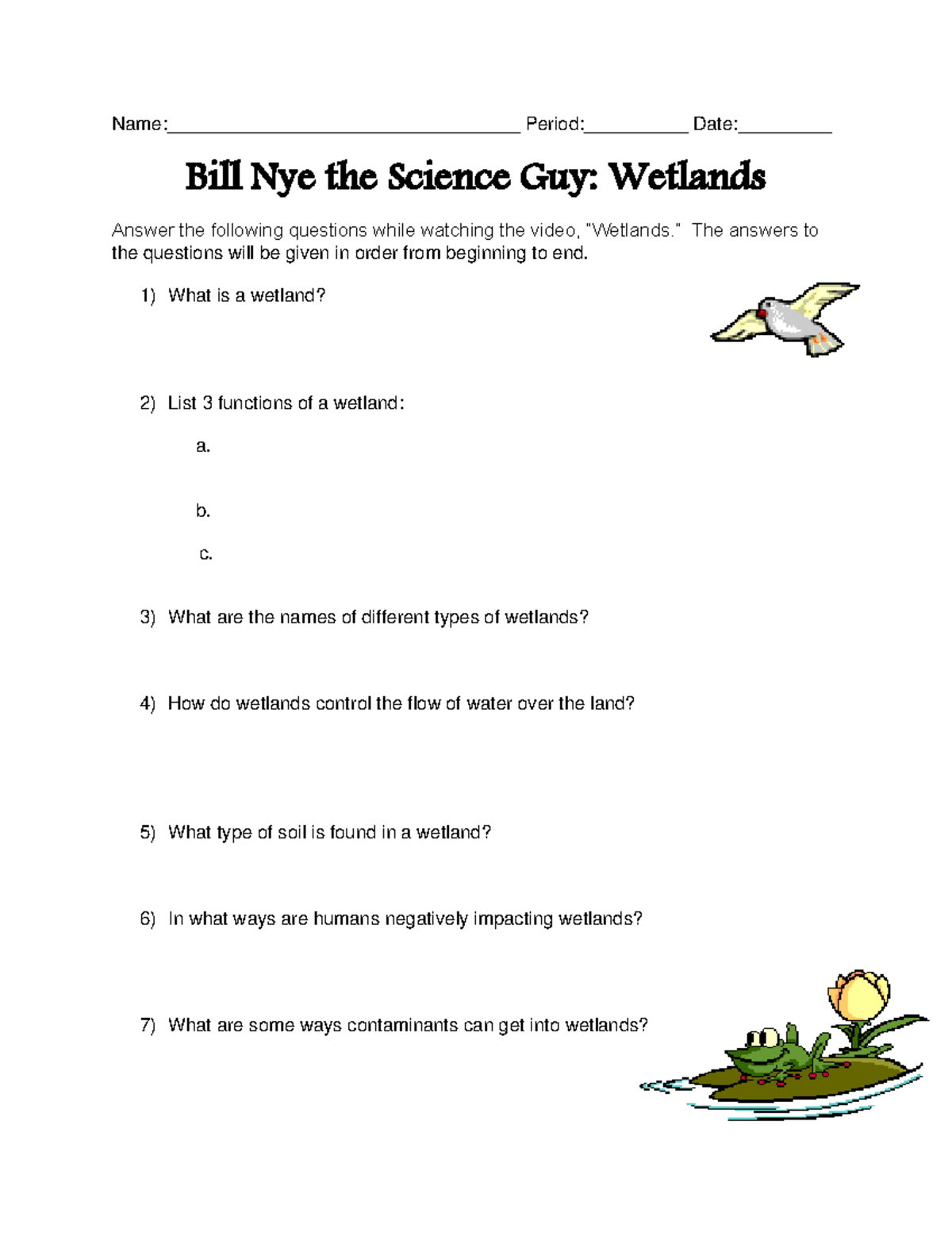 Bill Nye Wetlands - Name:__________________________________ Period ...