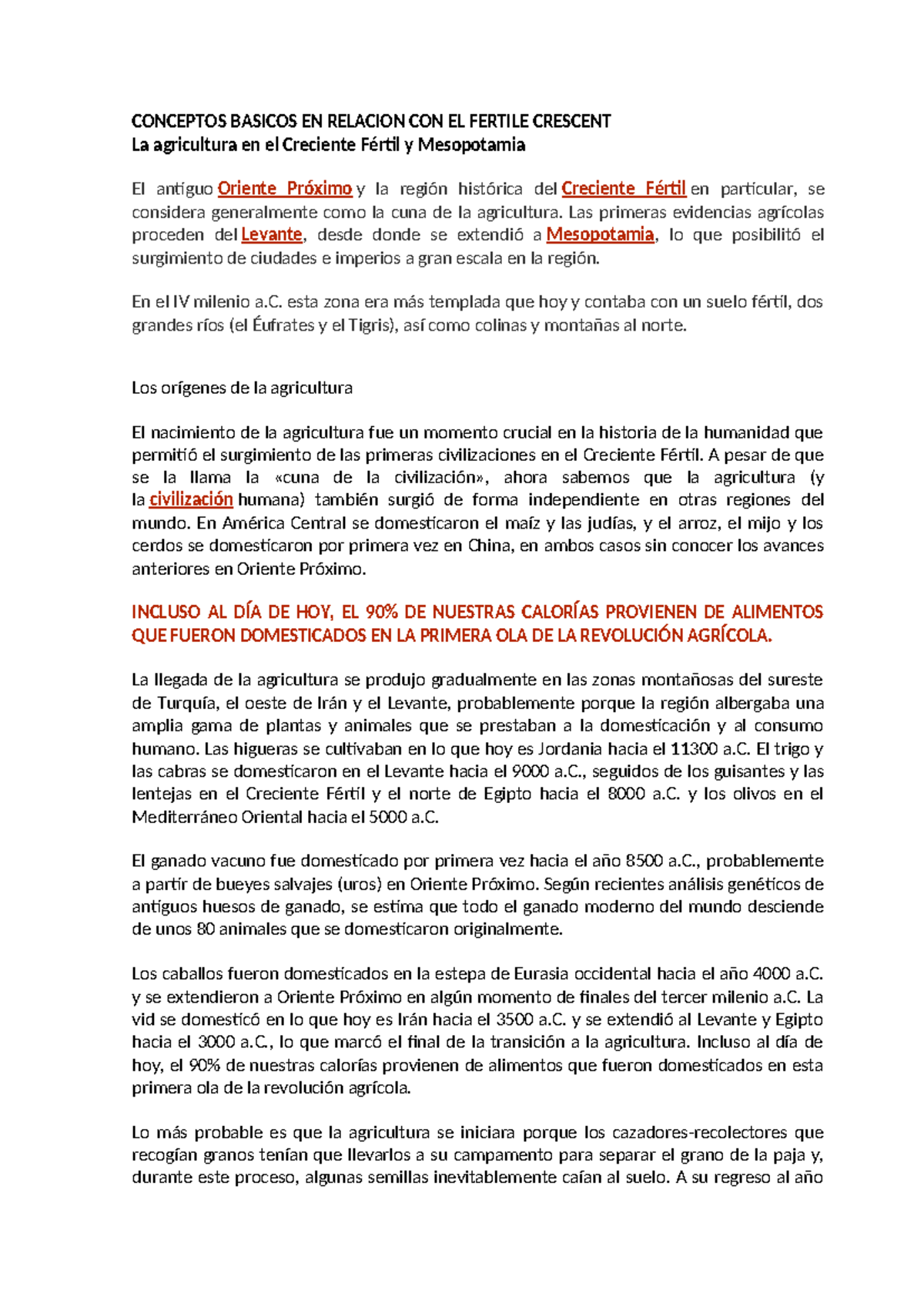 Conceptos Básicos sobre Agricultura en el Creciente Fértil y ...