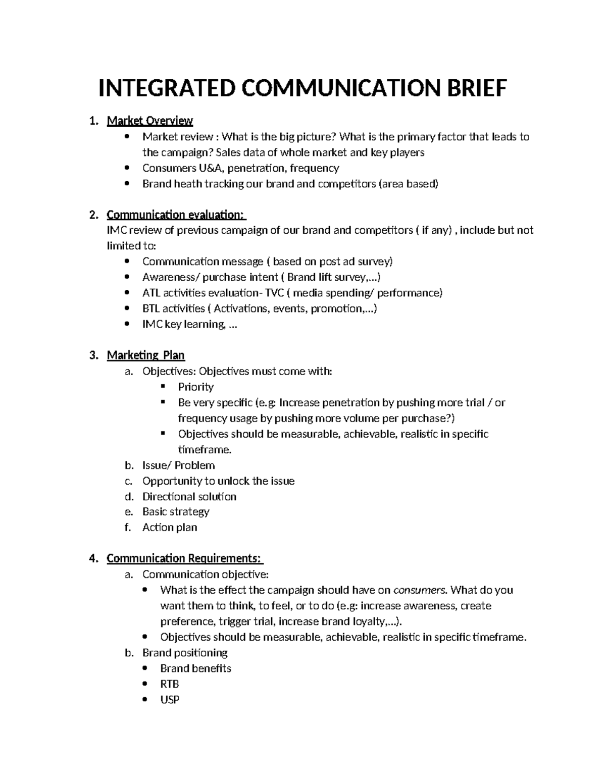 IMC Brief 1: Comprehensive Market Analysis & Campaign Strategy - Studocu