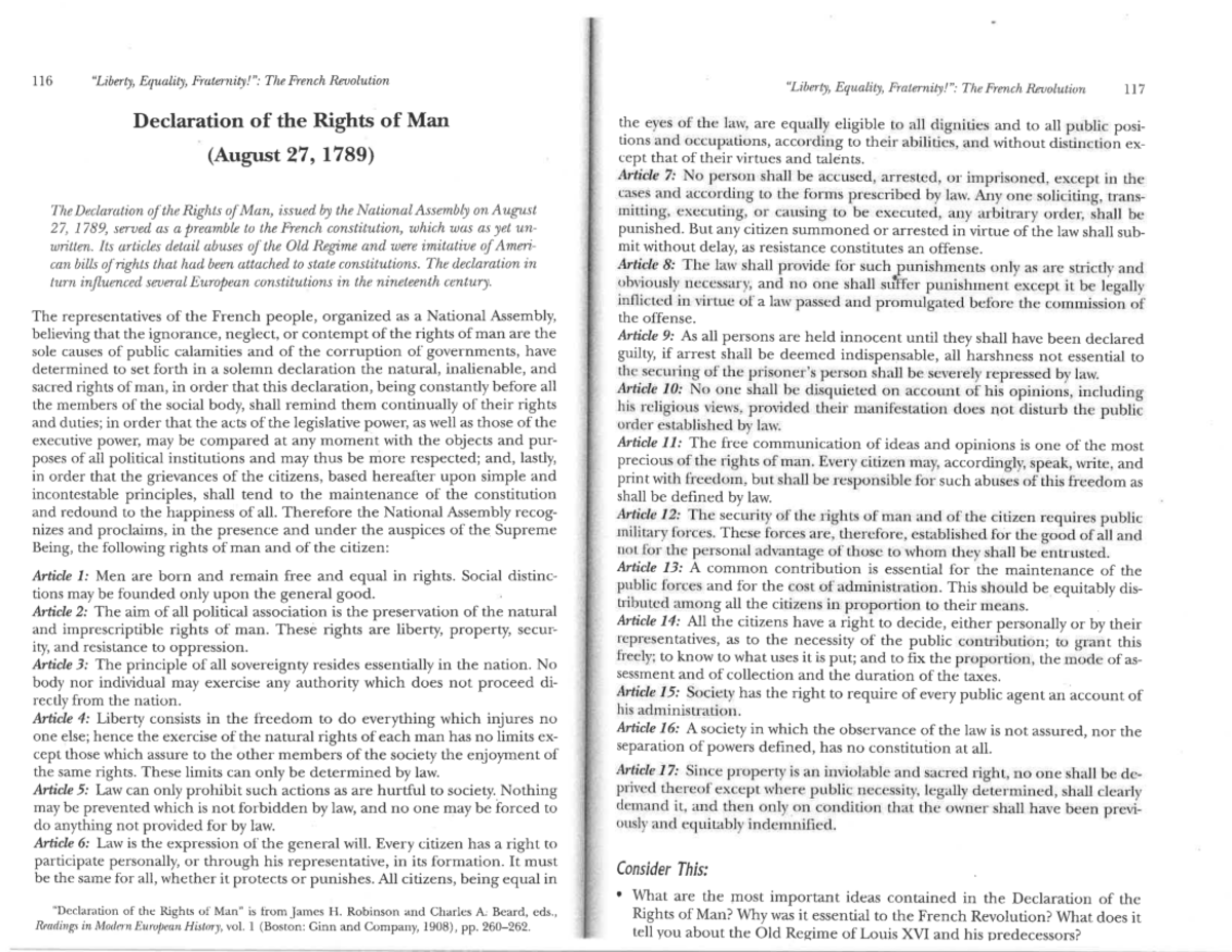 116 Equality: The French Revolution's Declaration of the Rights of Man ...