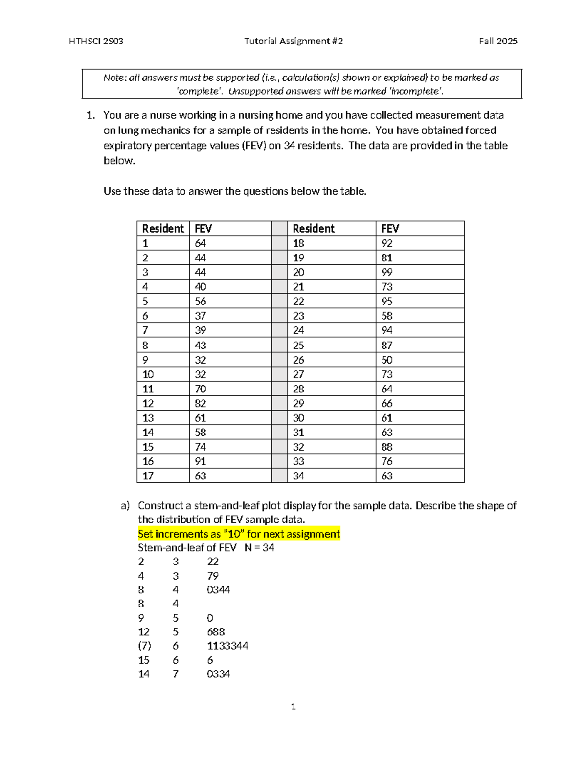 HTHSCI 2S03 Tutorial Assignment 2 Analysis - Fall 2025 - Studocu