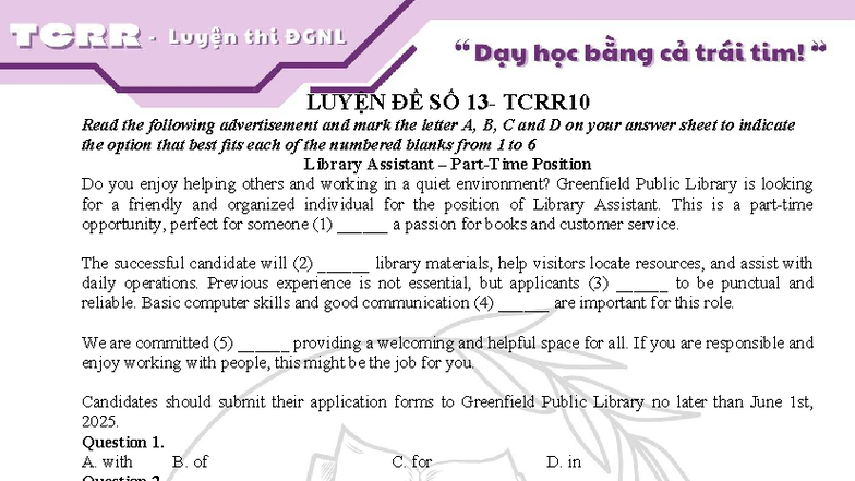 TCRR10 - IELTS Practice Test 13: Reading Comprehension & Questions ...