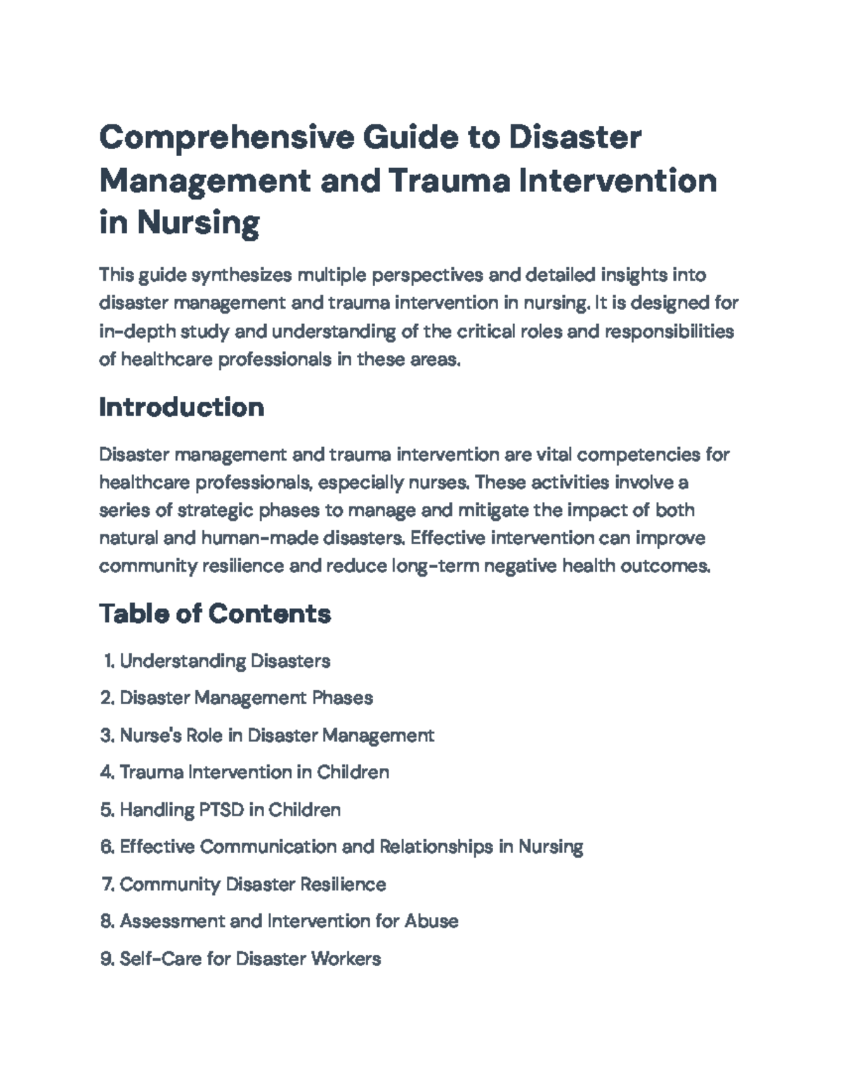 Disaster Management & Trauma Intervention in Nursing: A Comprehensive ...