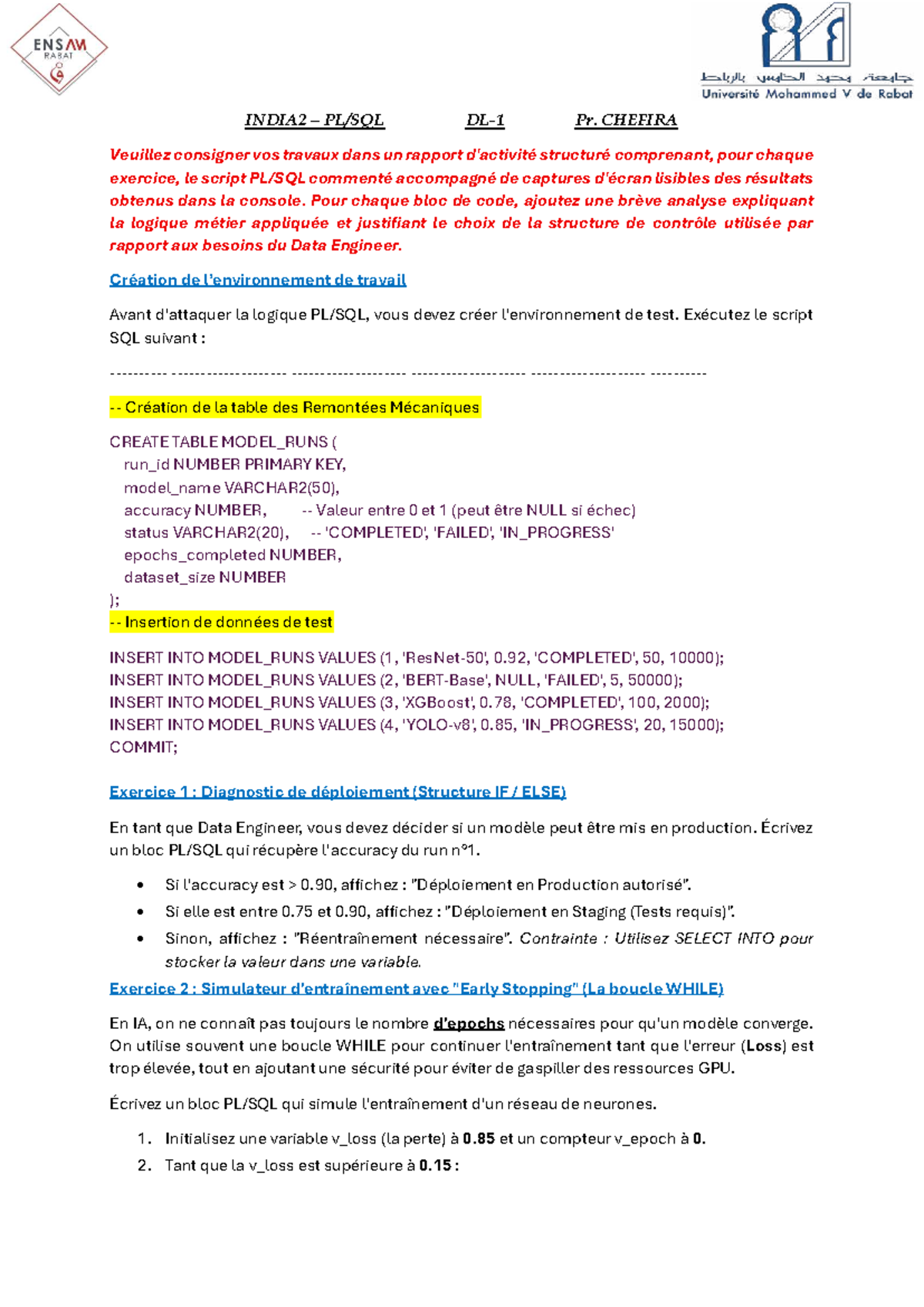 INDIA2 Pr. CHEFIRA - DL-1 Structures Devoir: SQL & Data Engineering ...