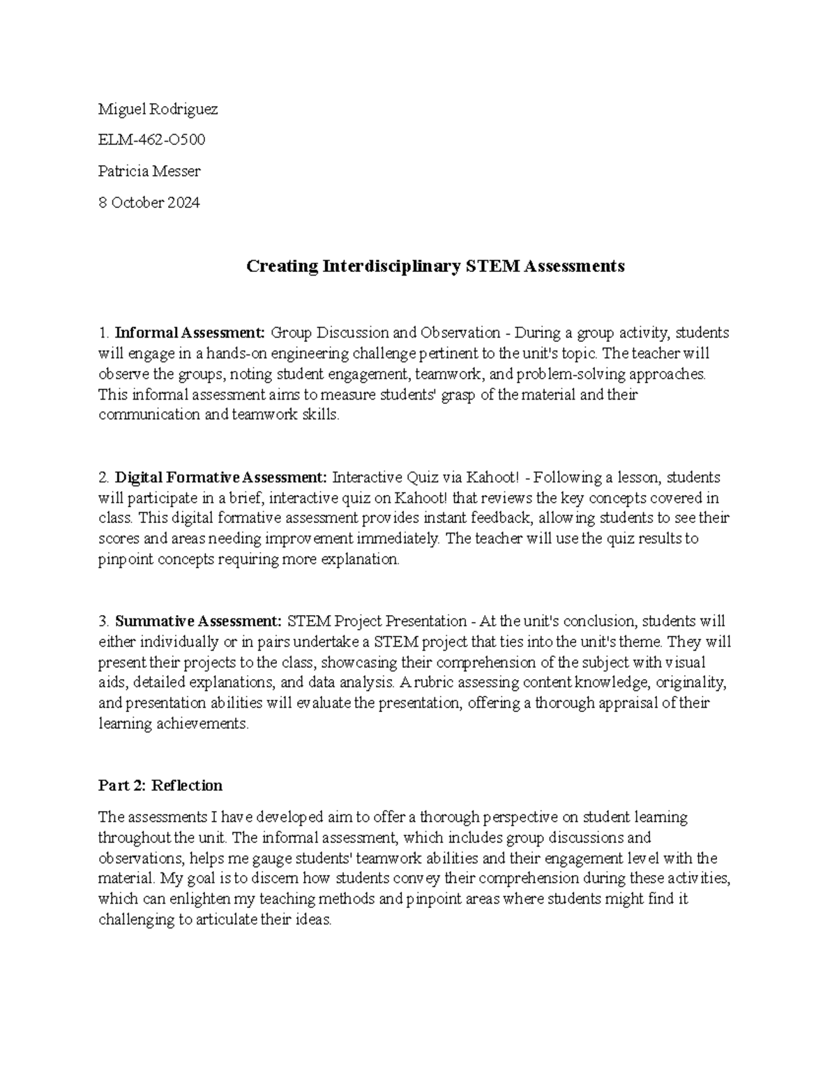 Creating Effective Interdisciplinary STEM Assessments (ELM-462-O) - Studocu
