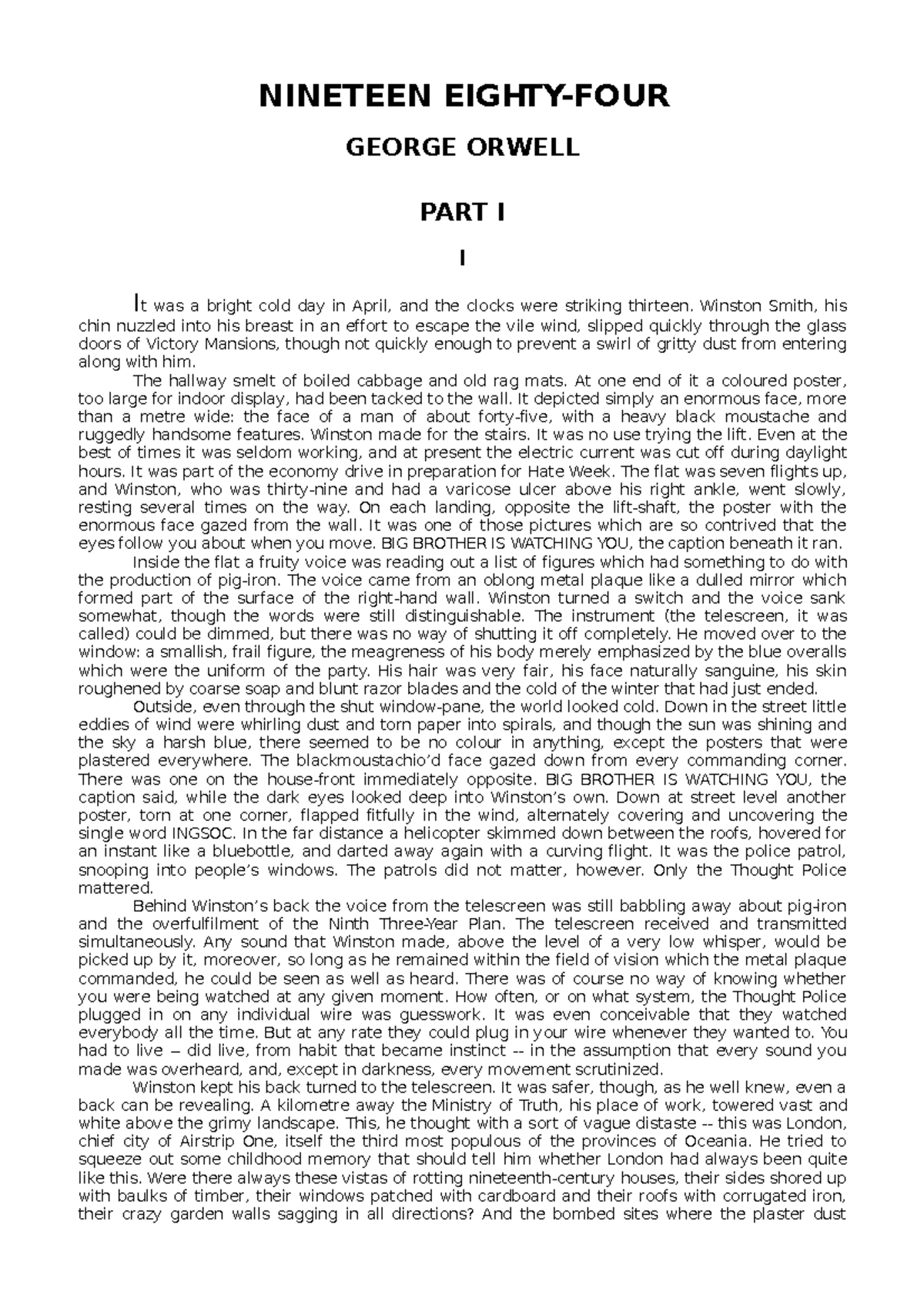 1984: George Orwell - Part III Analysis and Summary - Studocu