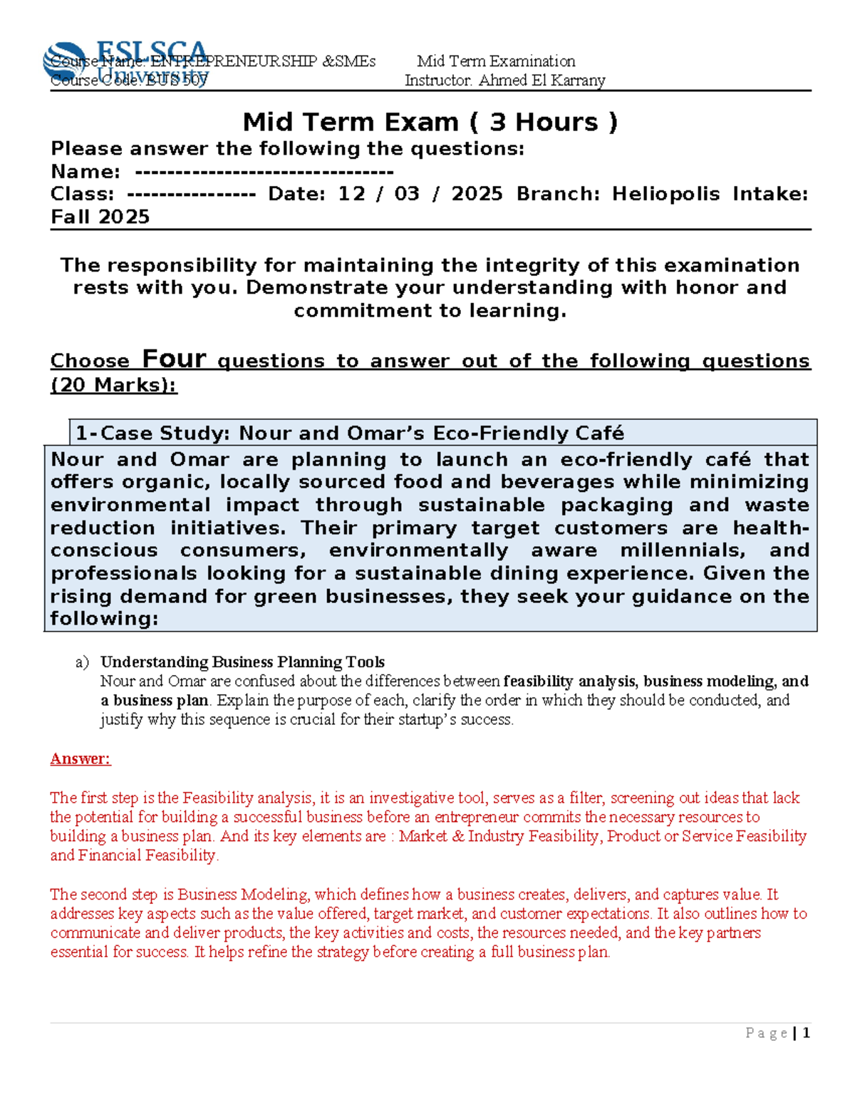 BUS 507 Mid Term Exam: Entrepreneurship Case Studies & Strategies - Studocu