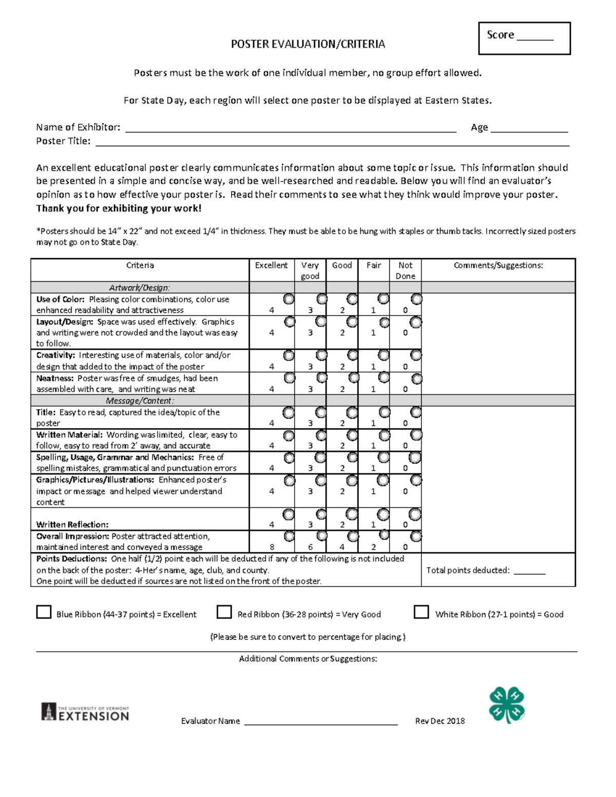 Poster Evaluation Criteria for State Day - Fillable Form - Studocu