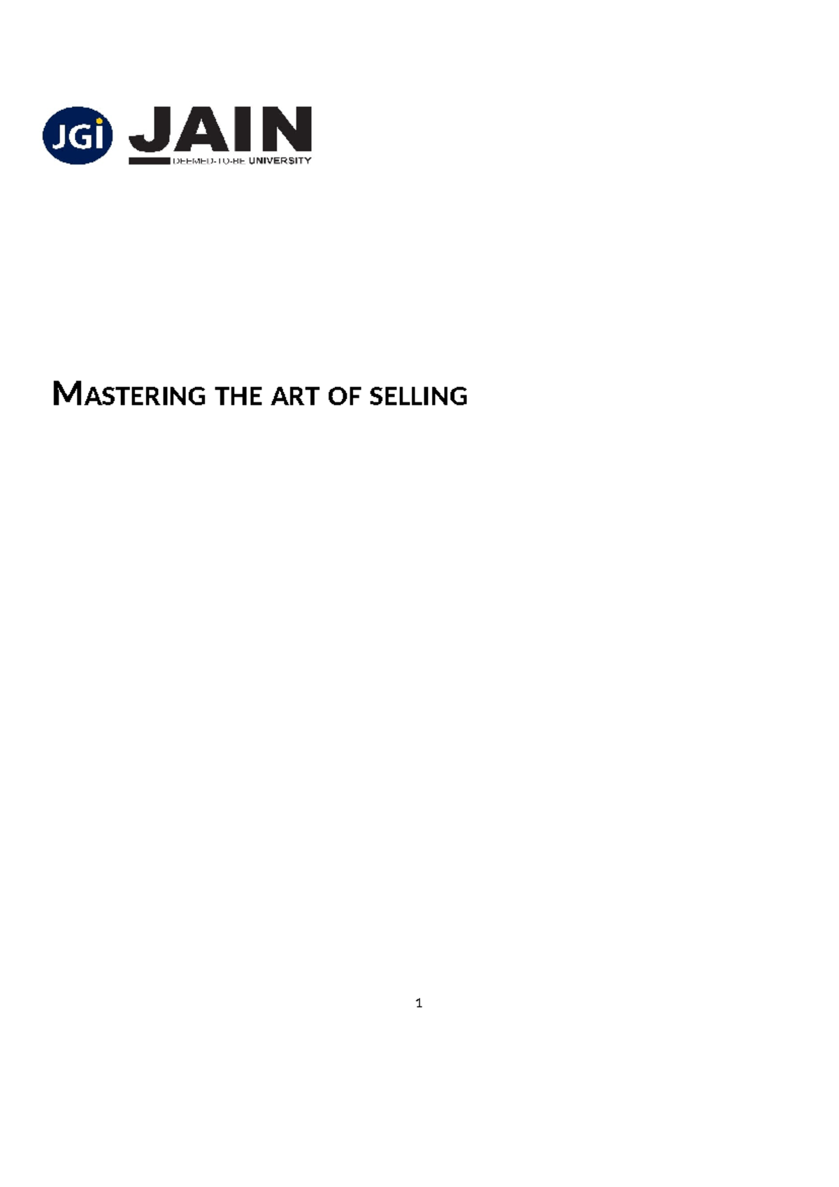 Sales Management Module Overview: Course Code 21JUGE1103 - MASTERING ...