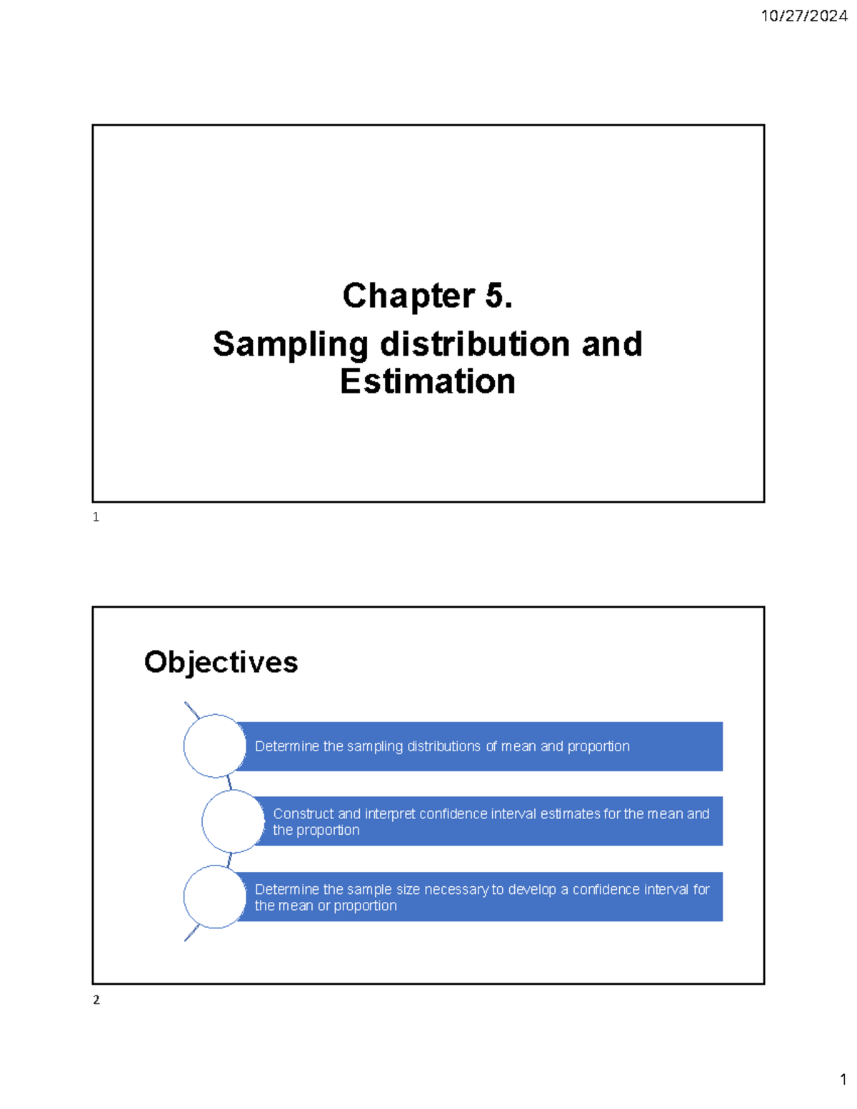 Chapter 5 - Sampling Distribution & Estimation - 12354234 - Studocu