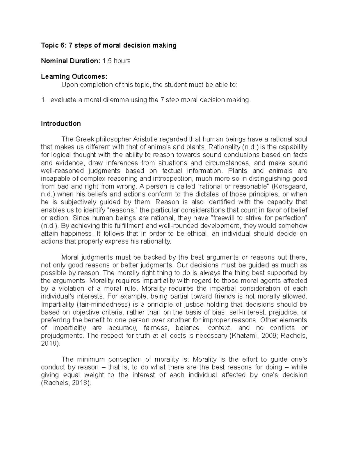 Fundamentals of Ethics Reviewer Topic 6 - DLSU - Studocu